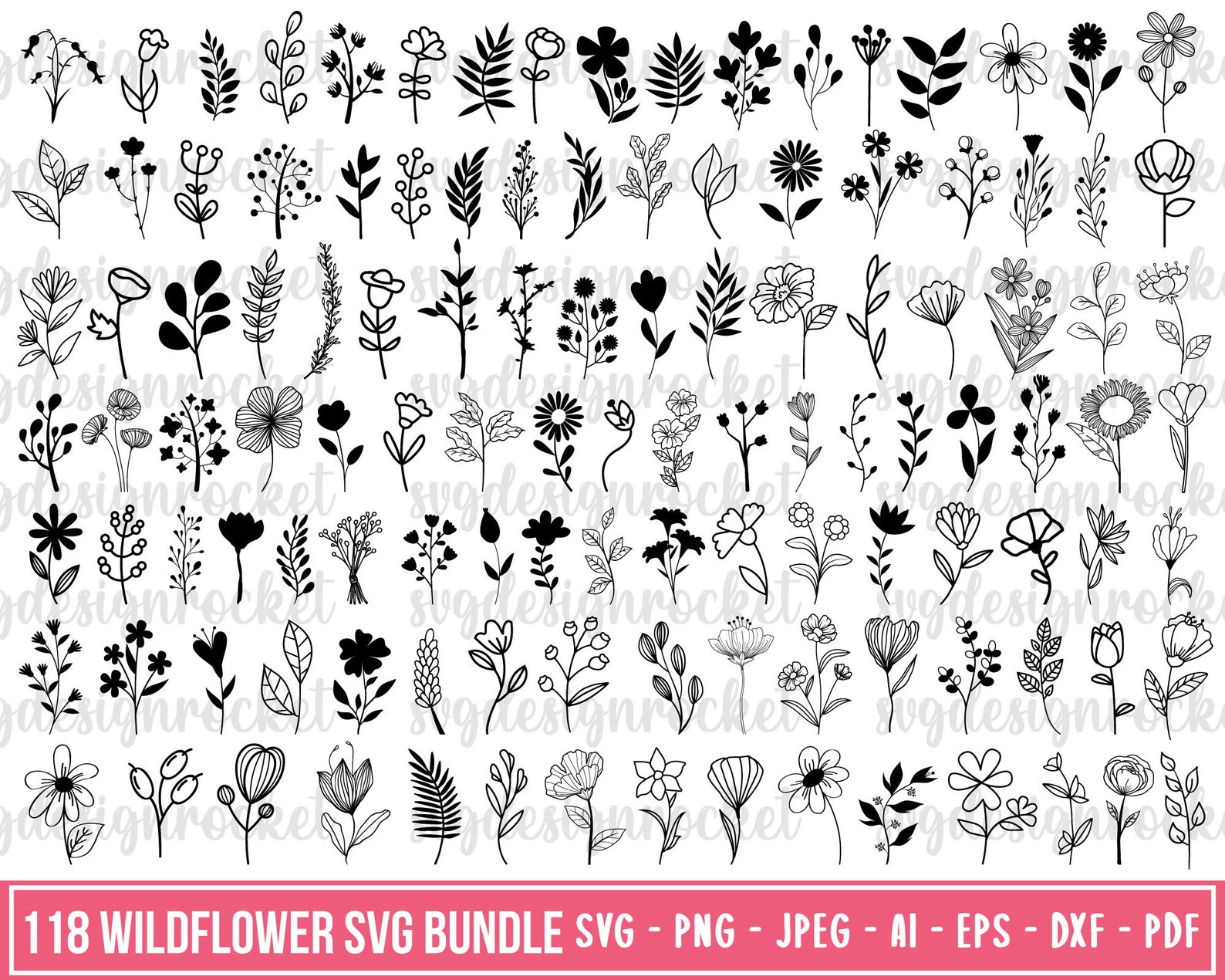 118 Wildflower Svg Bundle Wildflower Svg Flowers Svg Png - Etsy