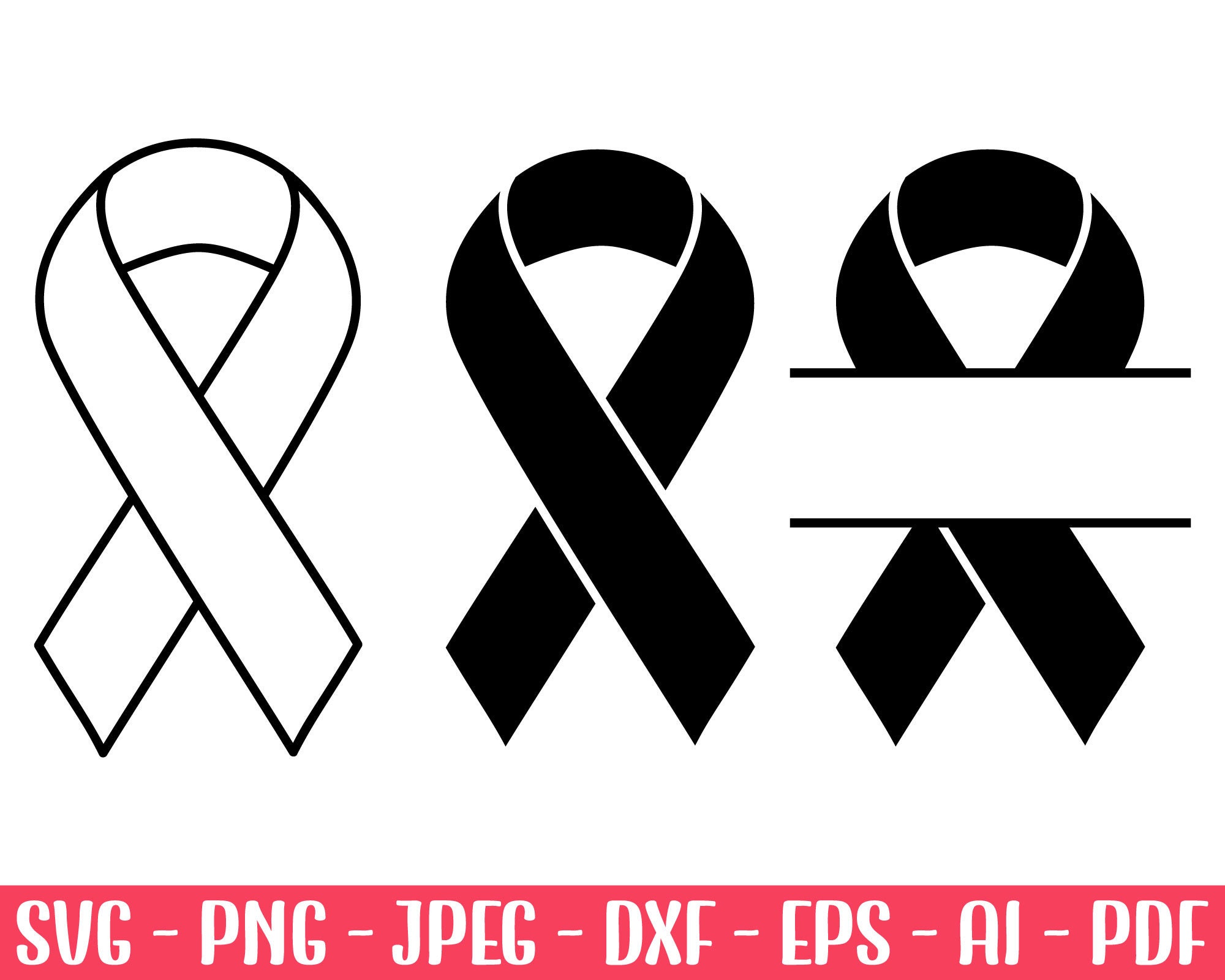 Cancer Ribbon Svg Ribbon Outline Svg Autism Ribbon Svg - Etsy UK