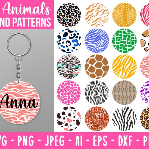 Animal Keychain Pattern Svg Acrylic Keychain Svg Round - Etsy