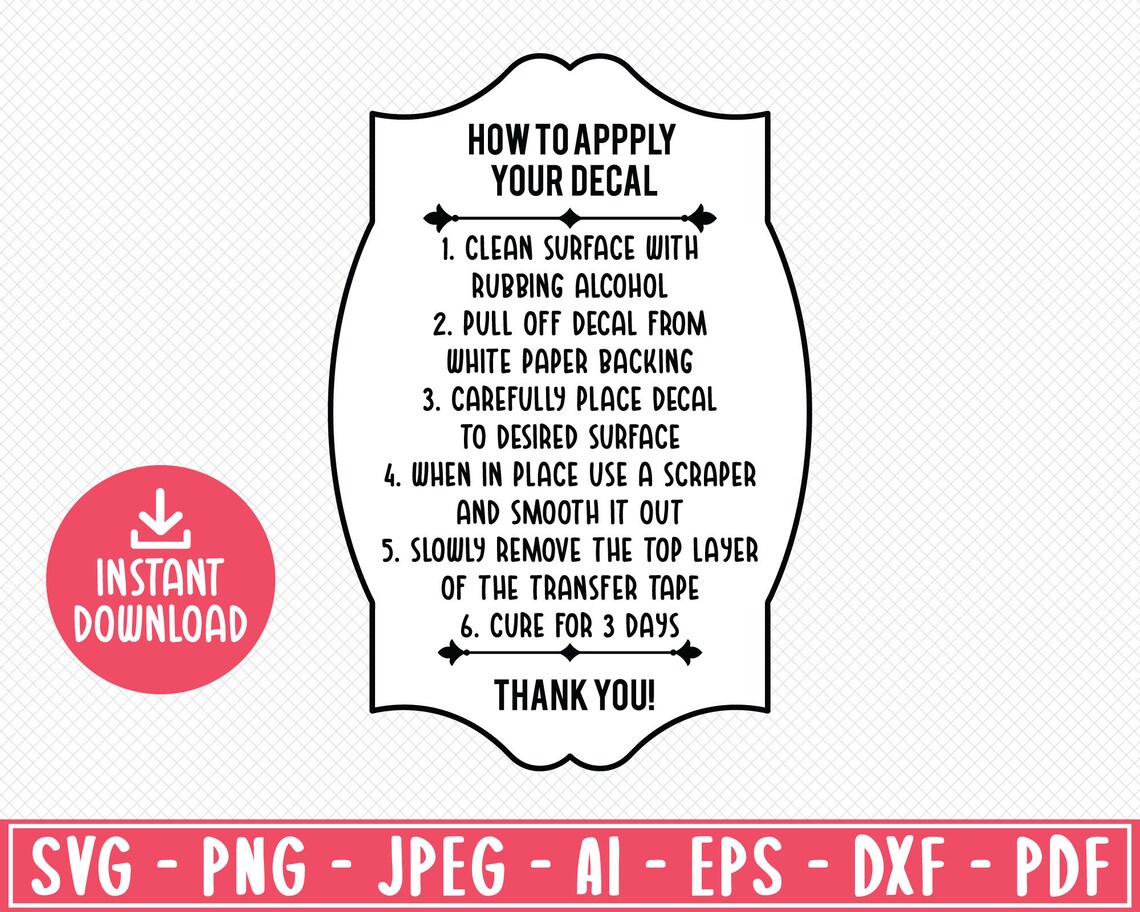 Apply Decal Svg How to Apply Decal Svg Care Card Printable - Etsy