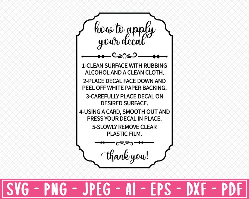 How to Apply Your Decal Svg Apply Decal Svg Decal Care Card - Etsy