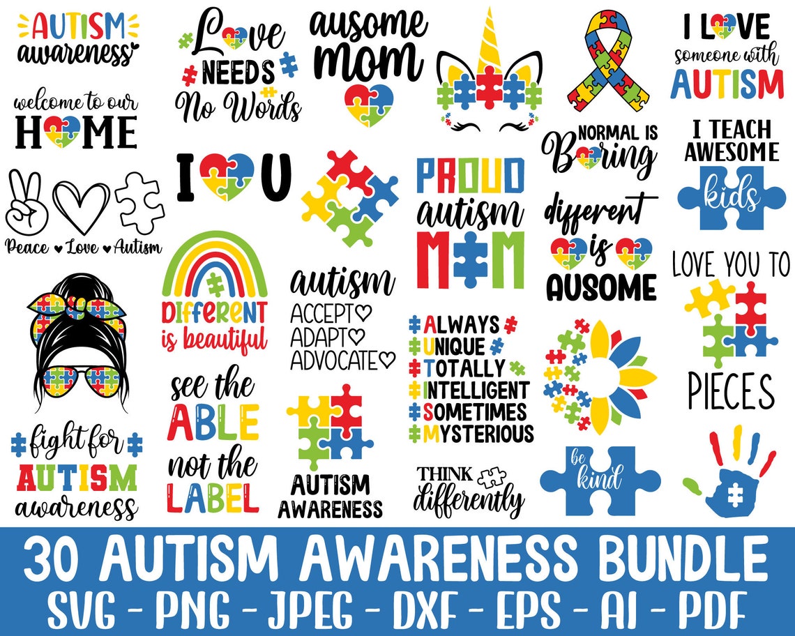 Autism Svg Autism Svg Bundle Autism Love Svg Autism Ribbon - Etsy