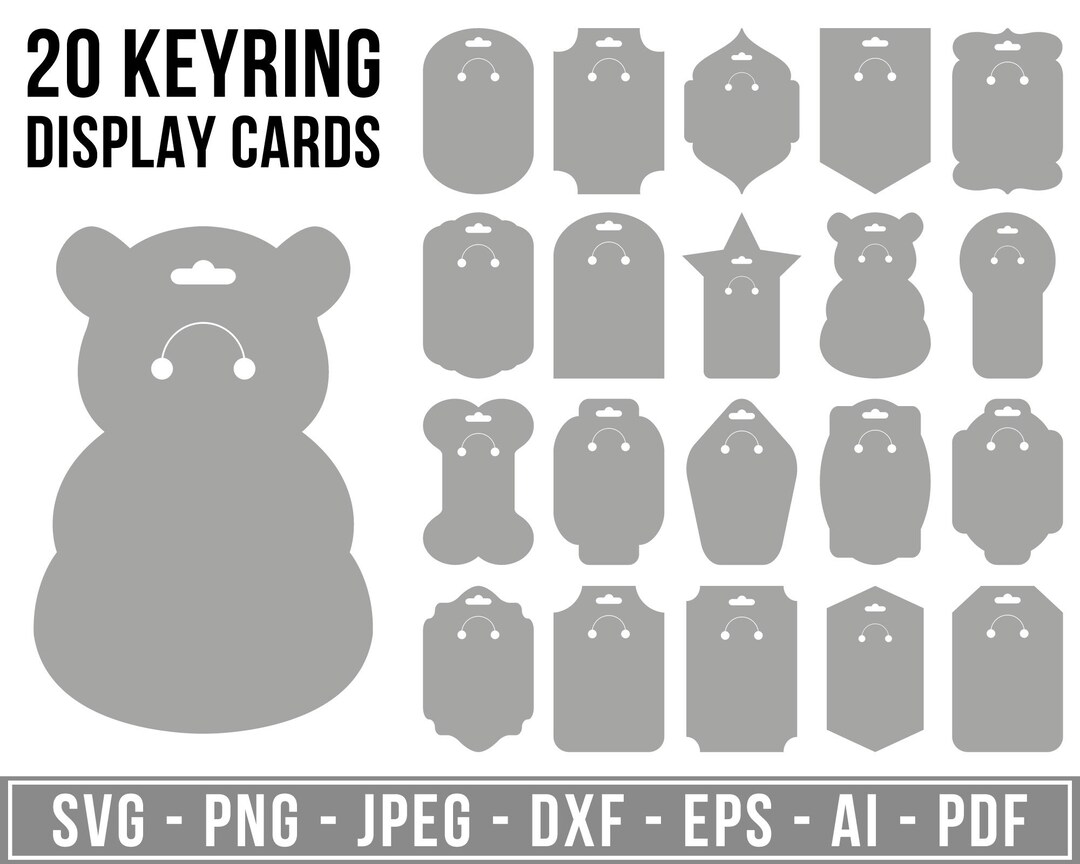 20 Keyring Display Card Bundle SVG, Keyring Display Card Template Svg ...