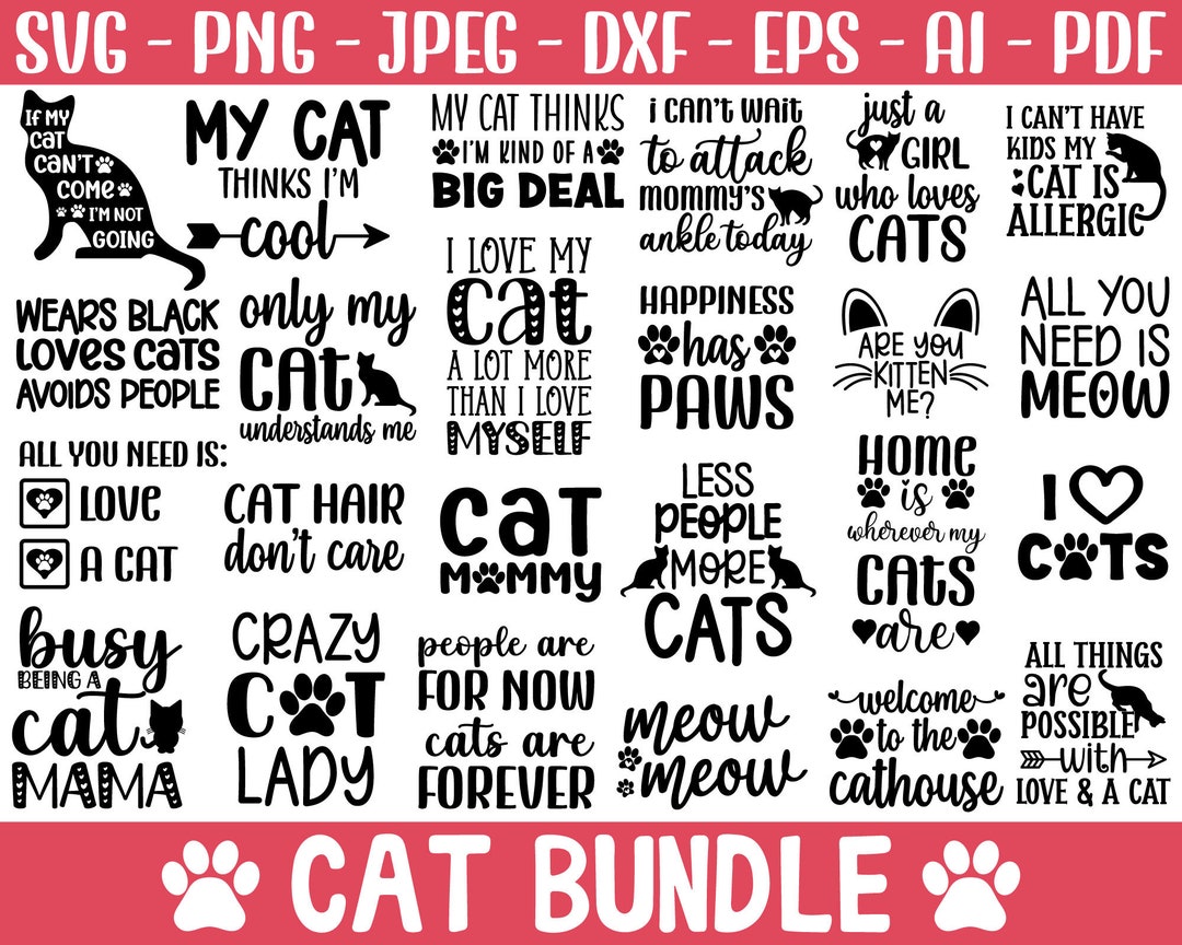 Cat Svg, Cat Bundle Svg, Cute Cat Svg Bundle, Cat Silhouette Svg ...