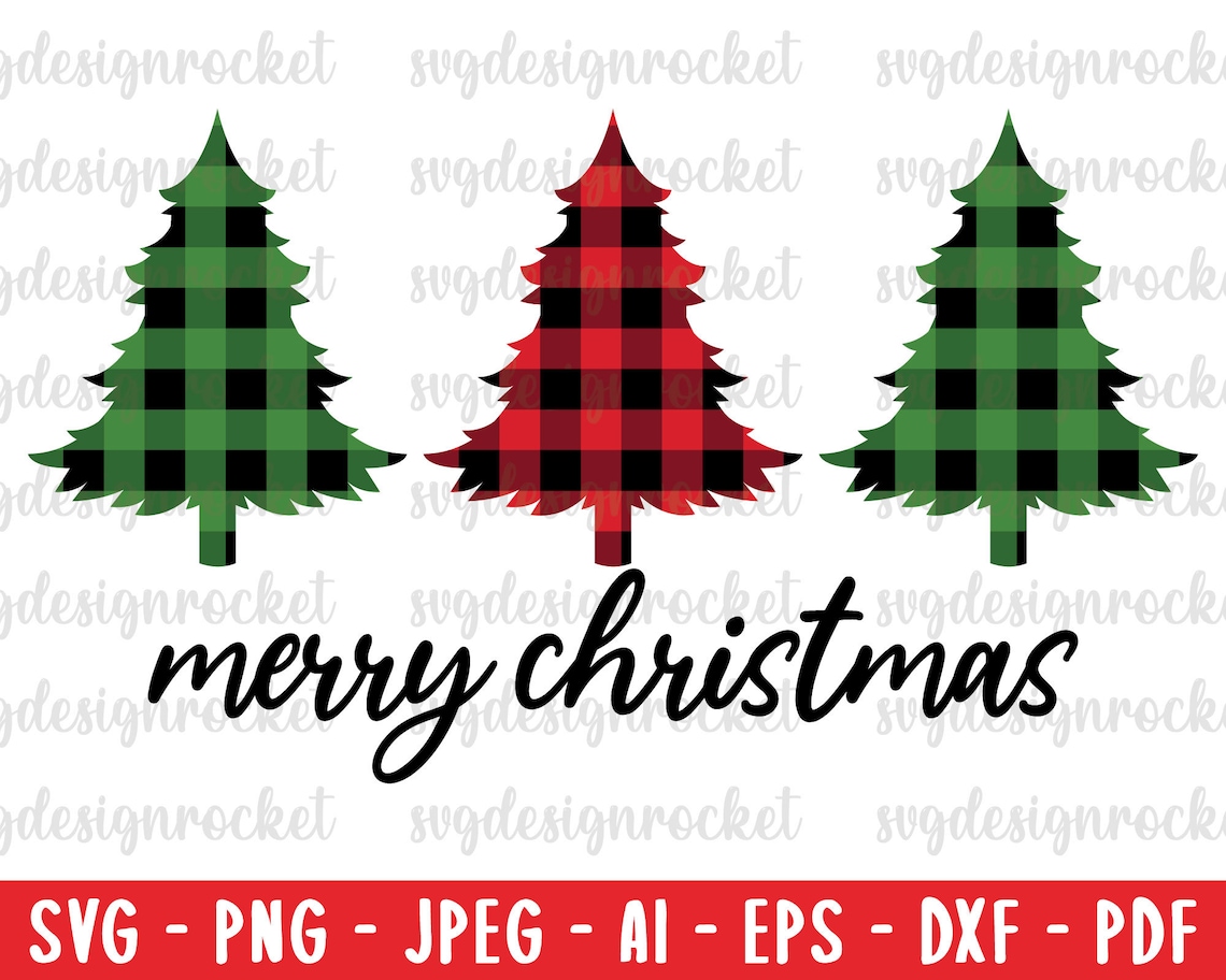 Merry Christmas Svg Buffalo Plaid Cheetah Tree Svg Buffalo - Etsy