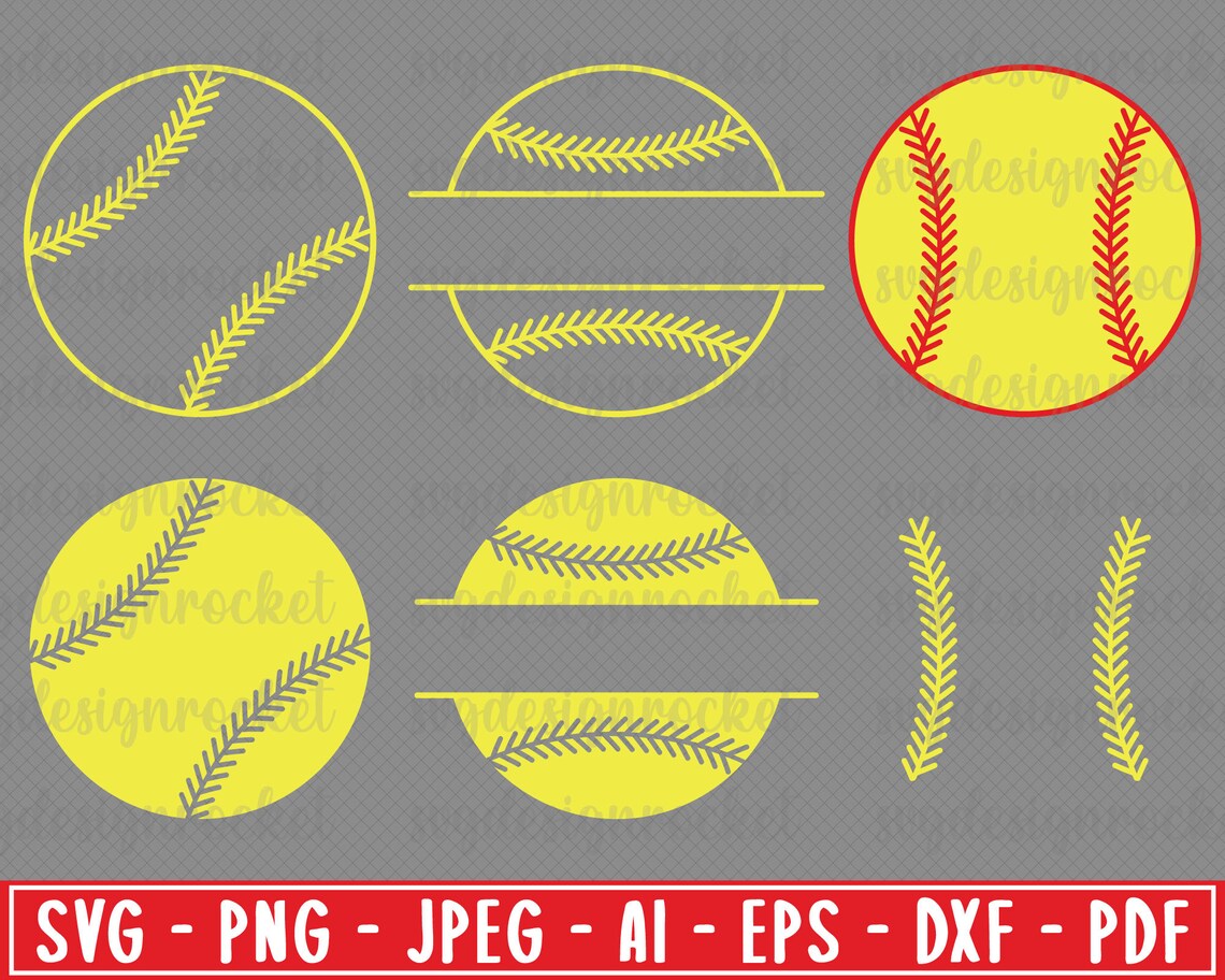 Softball Svg Softball Svg Bundle Softball Monogram Frame Etsy