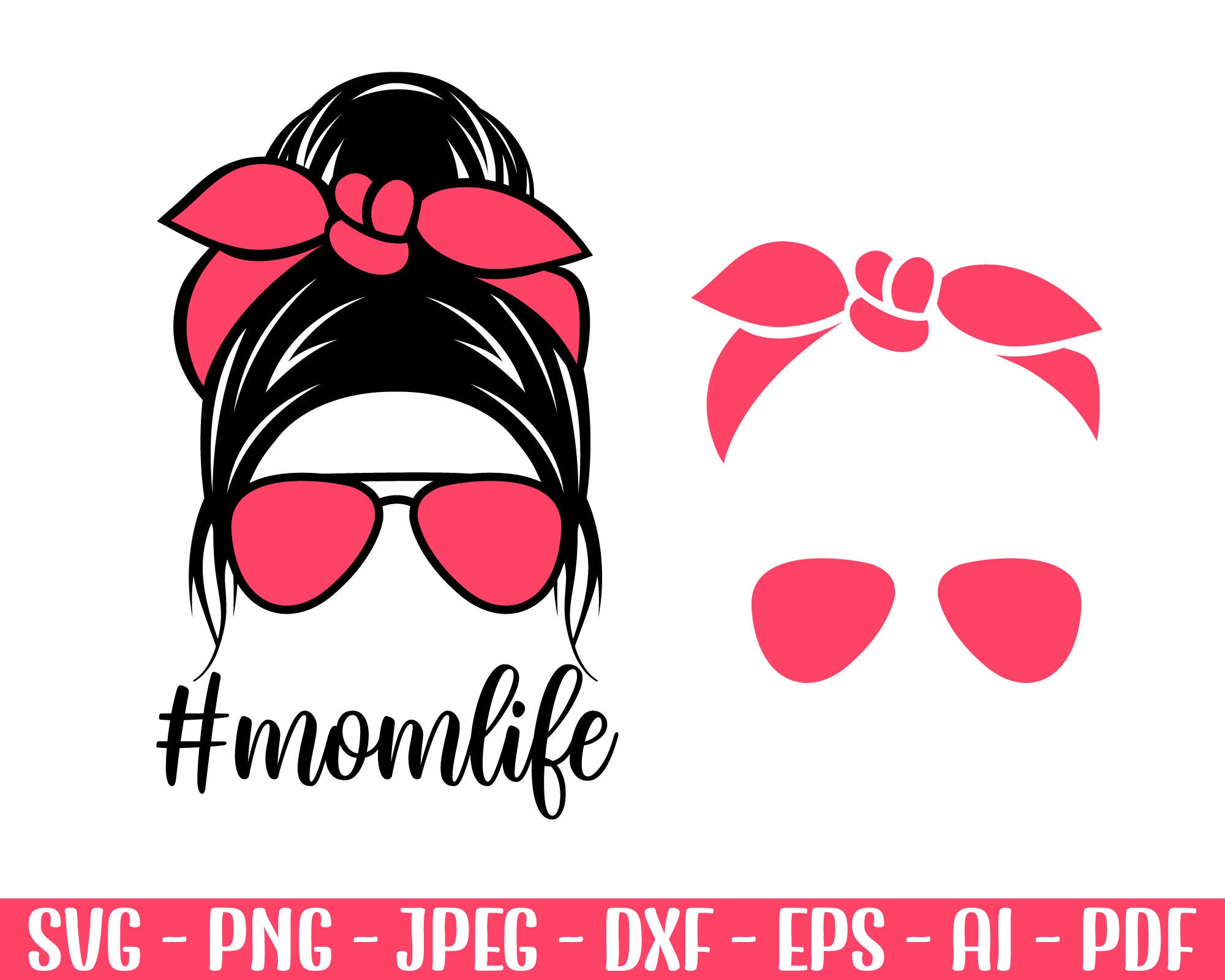 Momlife Png Svg Messy Bun Hair Svg Png Layered Mom Life - Etsy