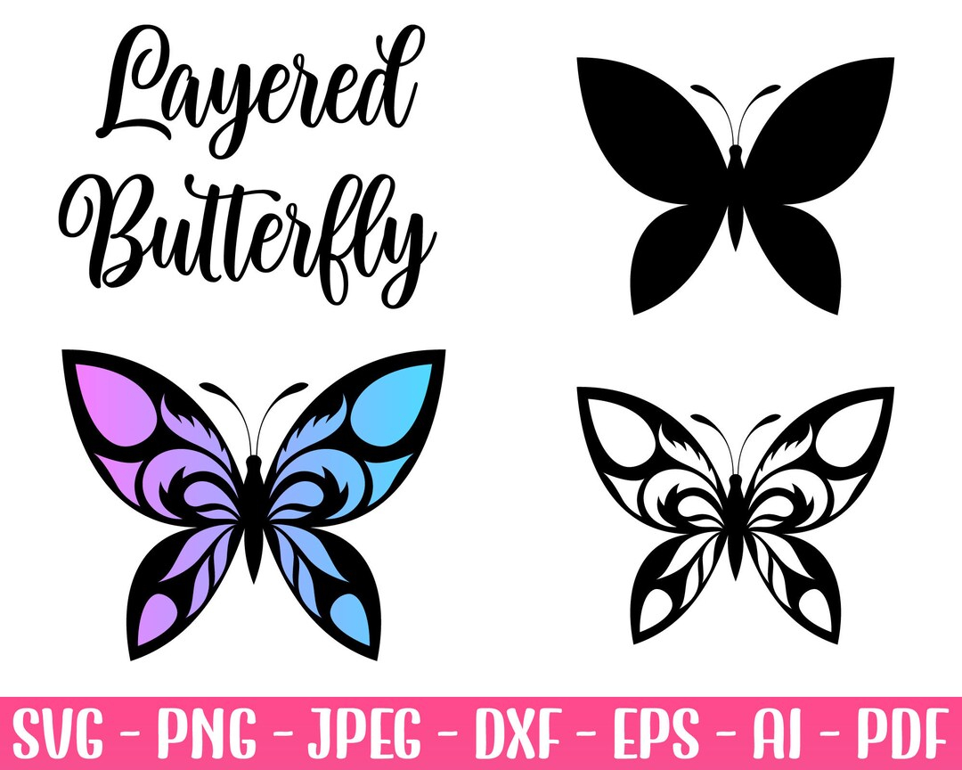 Butterfly Svg, Butterfly Bundle Svg, Layered Butterfly Svg, Butterfly ...