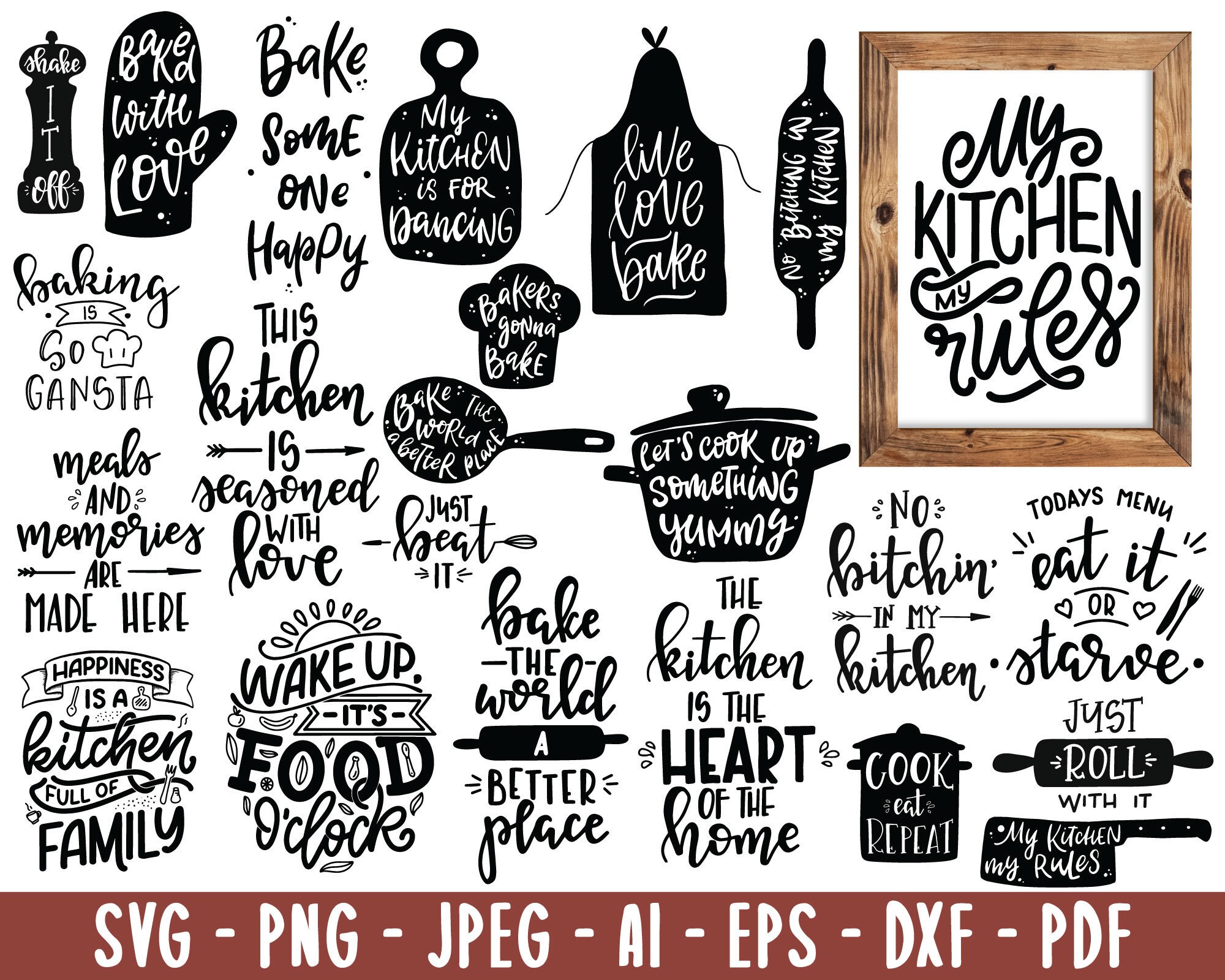 Kitchen svg bundle funny cooking svg kitchen quote svg | Etsy