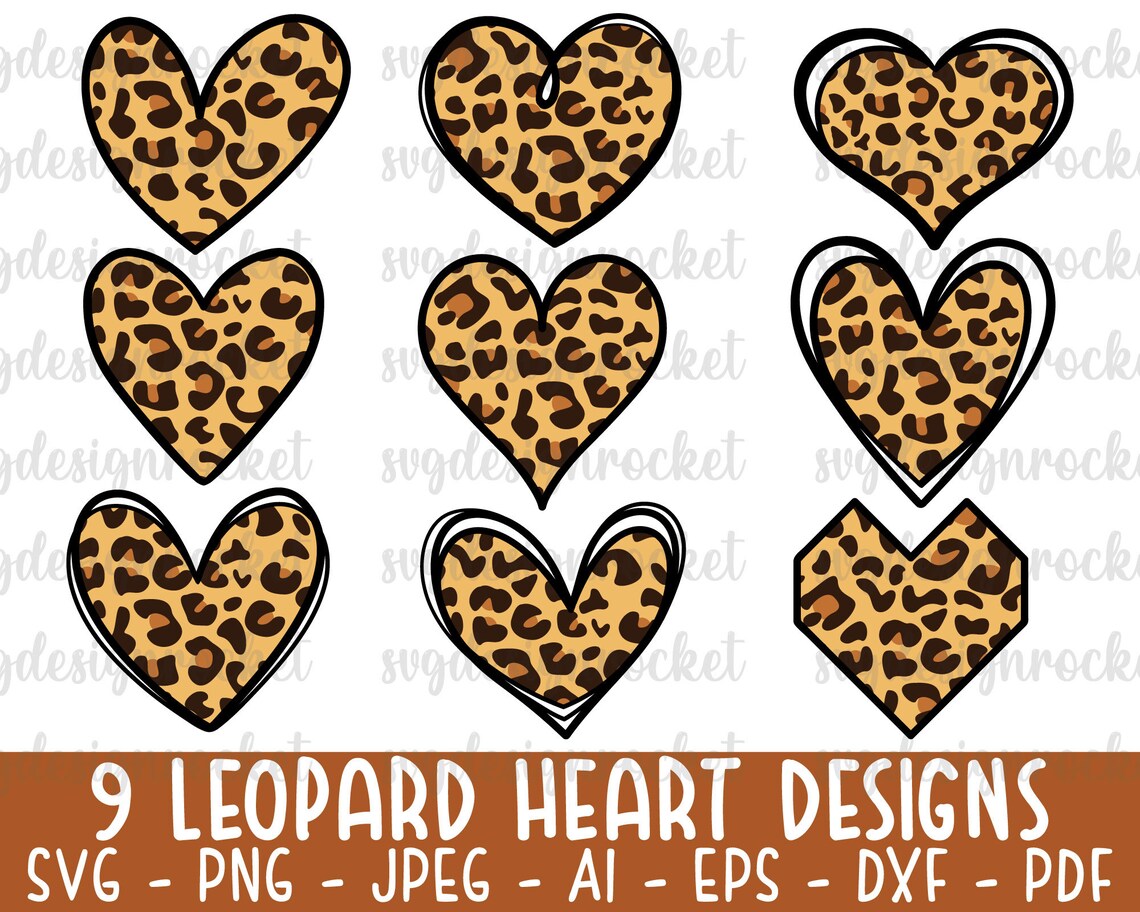 9 Leopard Heart Svg Bundle Hand Drawn Leopard Heart Svg | Etsy