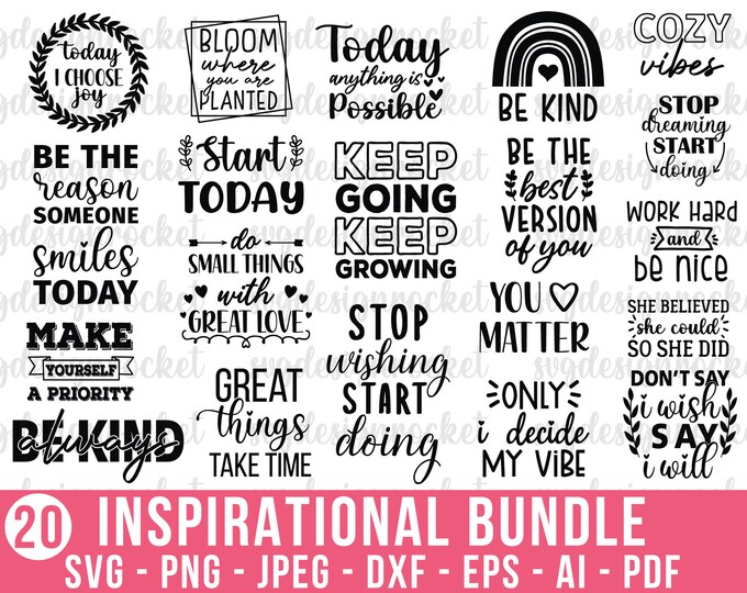 Inspirational Quotes Svg Bundle, Life Quotes Svg, Motivational Quotes ...