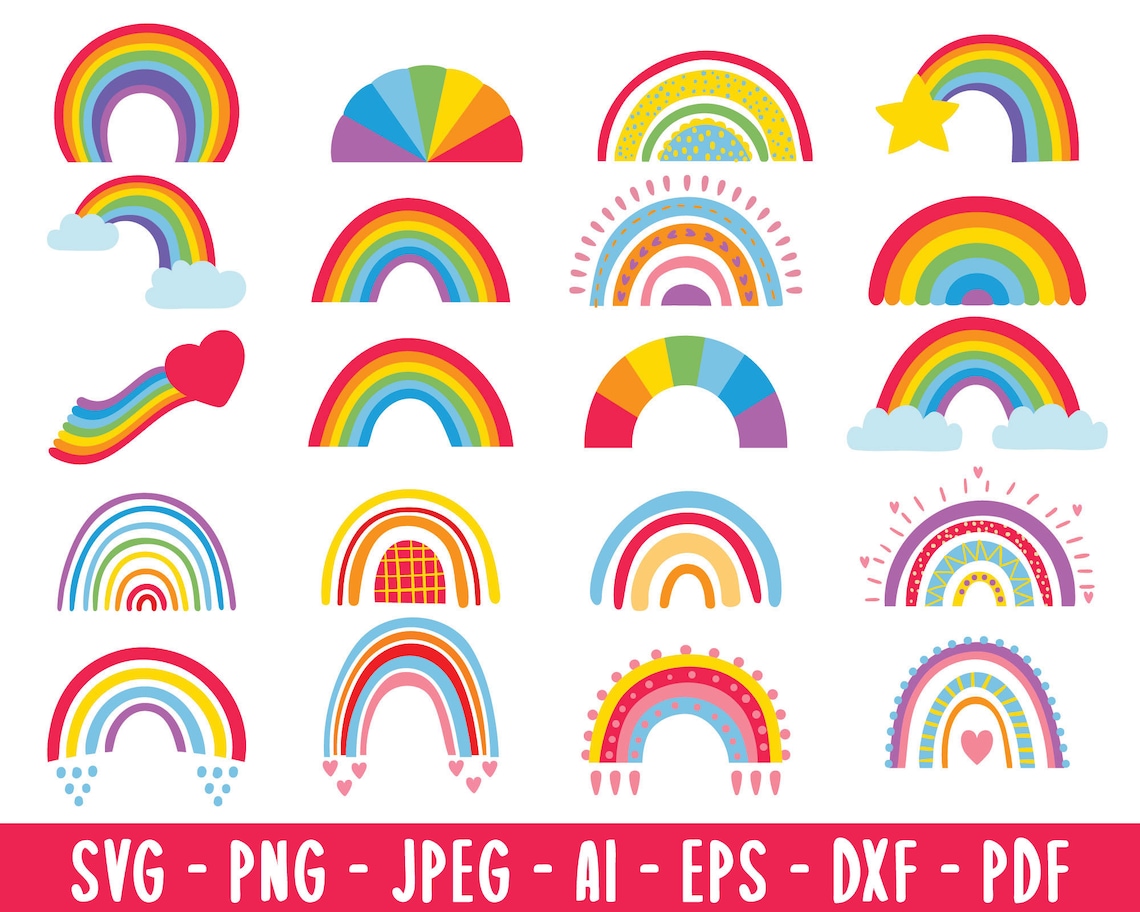 Rainbow svg bundle hand drawn rainbow svg rainbow svg file | Etsy