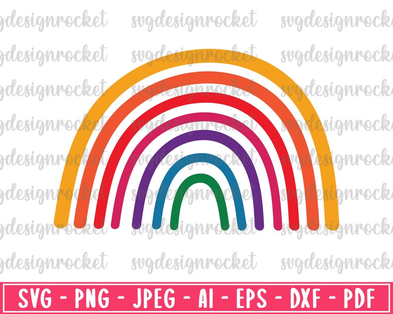 Bright Rainbow Svg Cut File Commercial Use Hand Drawn | Etsy