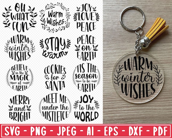 Christmas Keychain Quotes Svg Bundle Keychain Bundle SVG - Etsy