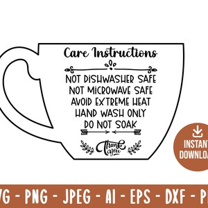Cup Care Card Instructions DIGITAL PRINTS, Coffee Cup Care Card ...