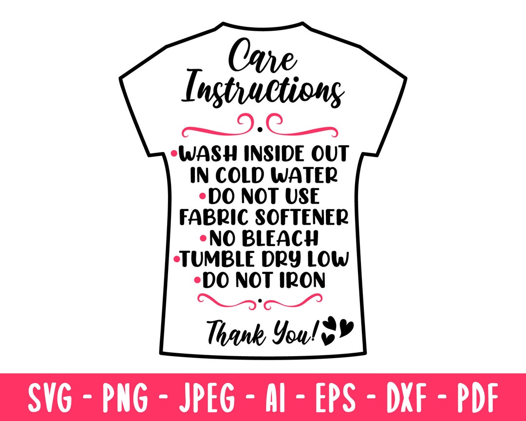Care Card Instructions Svg, T-shirt Care Card Instructions Printable ...