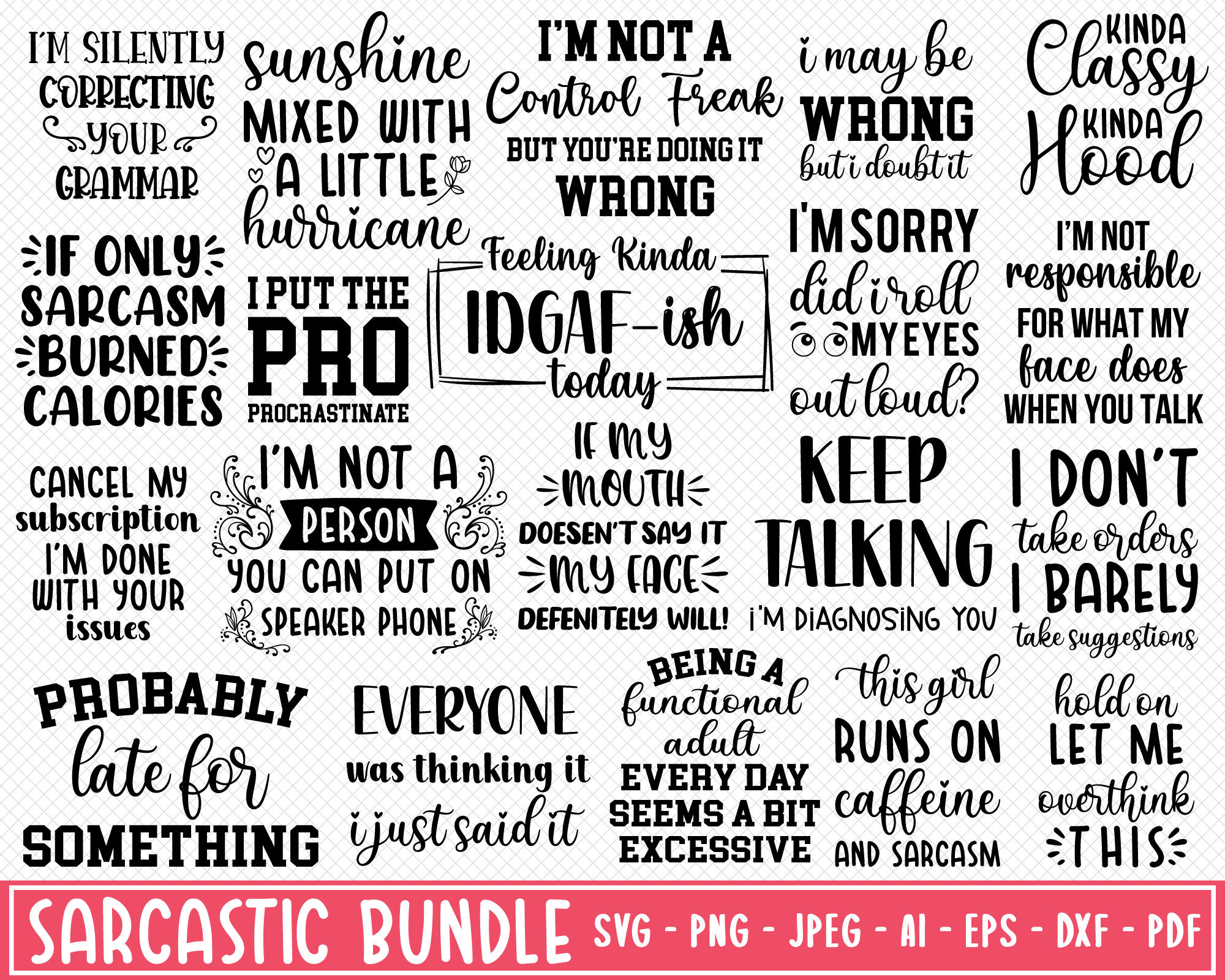 Sarcastic Svg Bundle Sarcasm Svg Bundle Sarcastic Svg Files | Etsy
