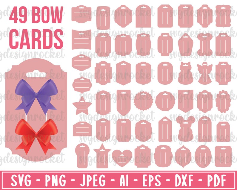 Bow Card Svg Bundle Hair Bow Card Svg Hair Clip Card Svg | Etsy