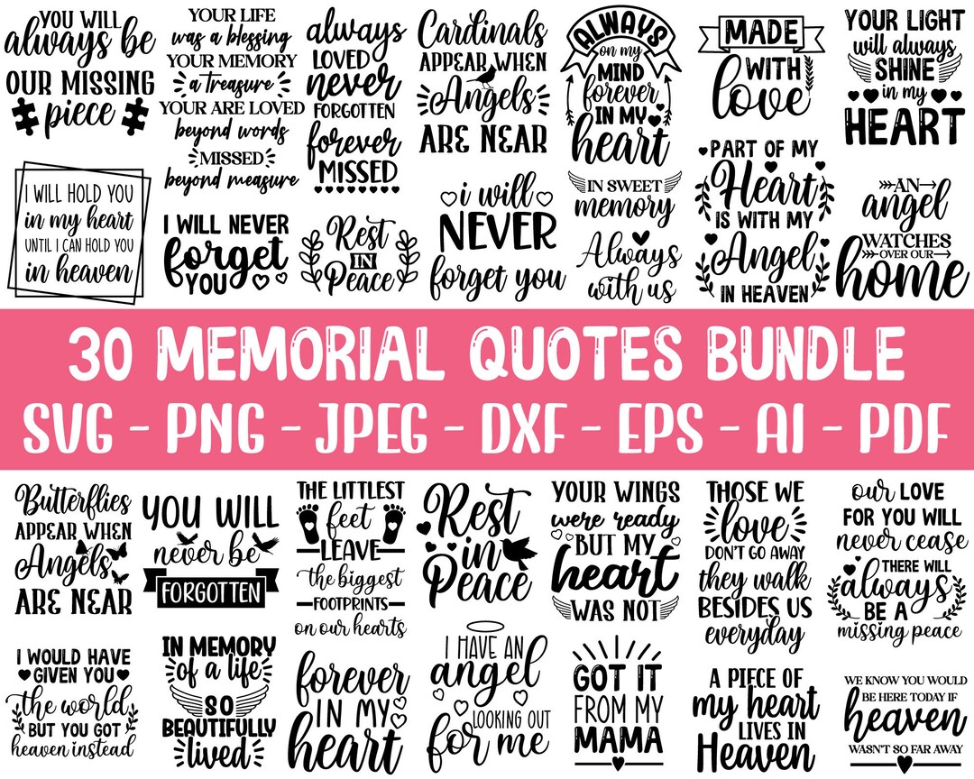 Memorial Svg Bundle, Memorial Quotes Svg, Rest in Peace Svg, Cardinal ...