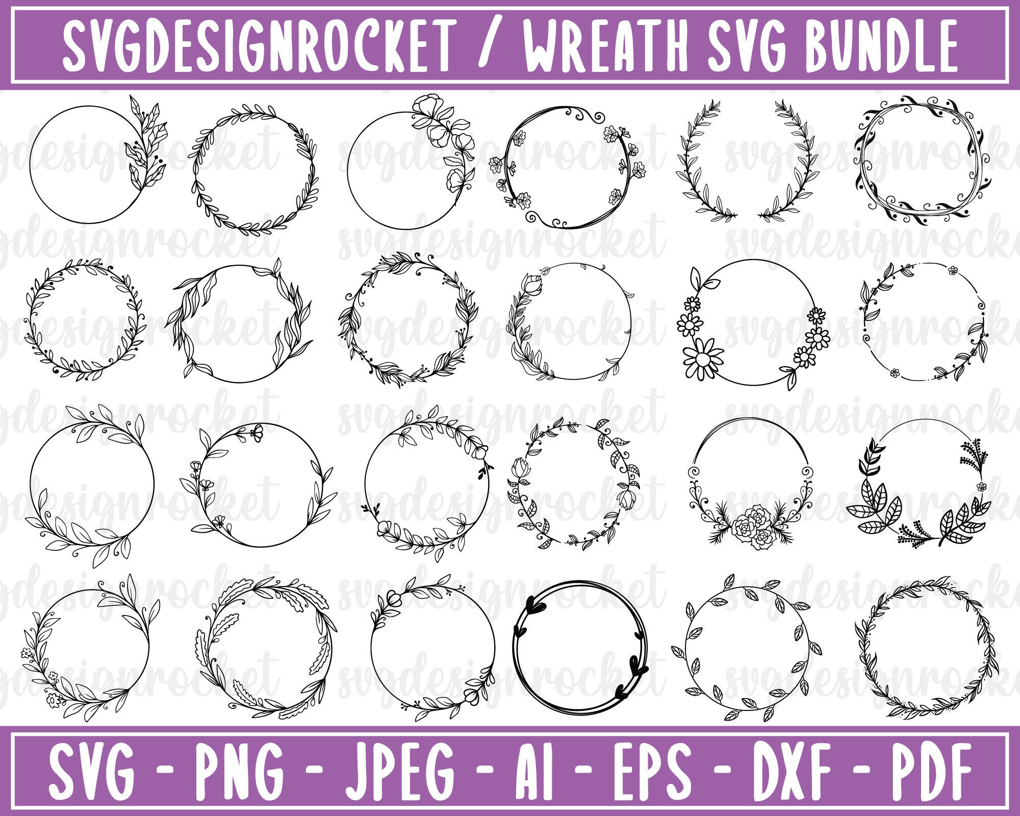 Kranz Svg Bundle Blumenkranz Svg kommerzielle Nutzung | Etsy