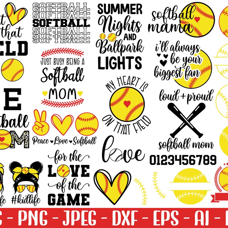 Softball Svg Files - Etsy