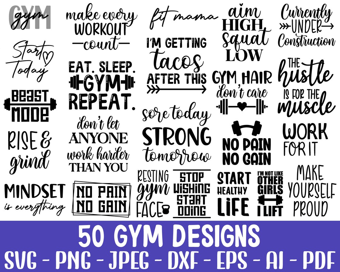 Gym Svg Bundle, Workout Svg, Cardio Svg, Squat Svg, Sport Svg, Fitness ...