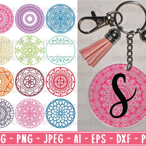 Floral Keychain Svg Keychain Pattern SVG Bundle Keyring - Etsy