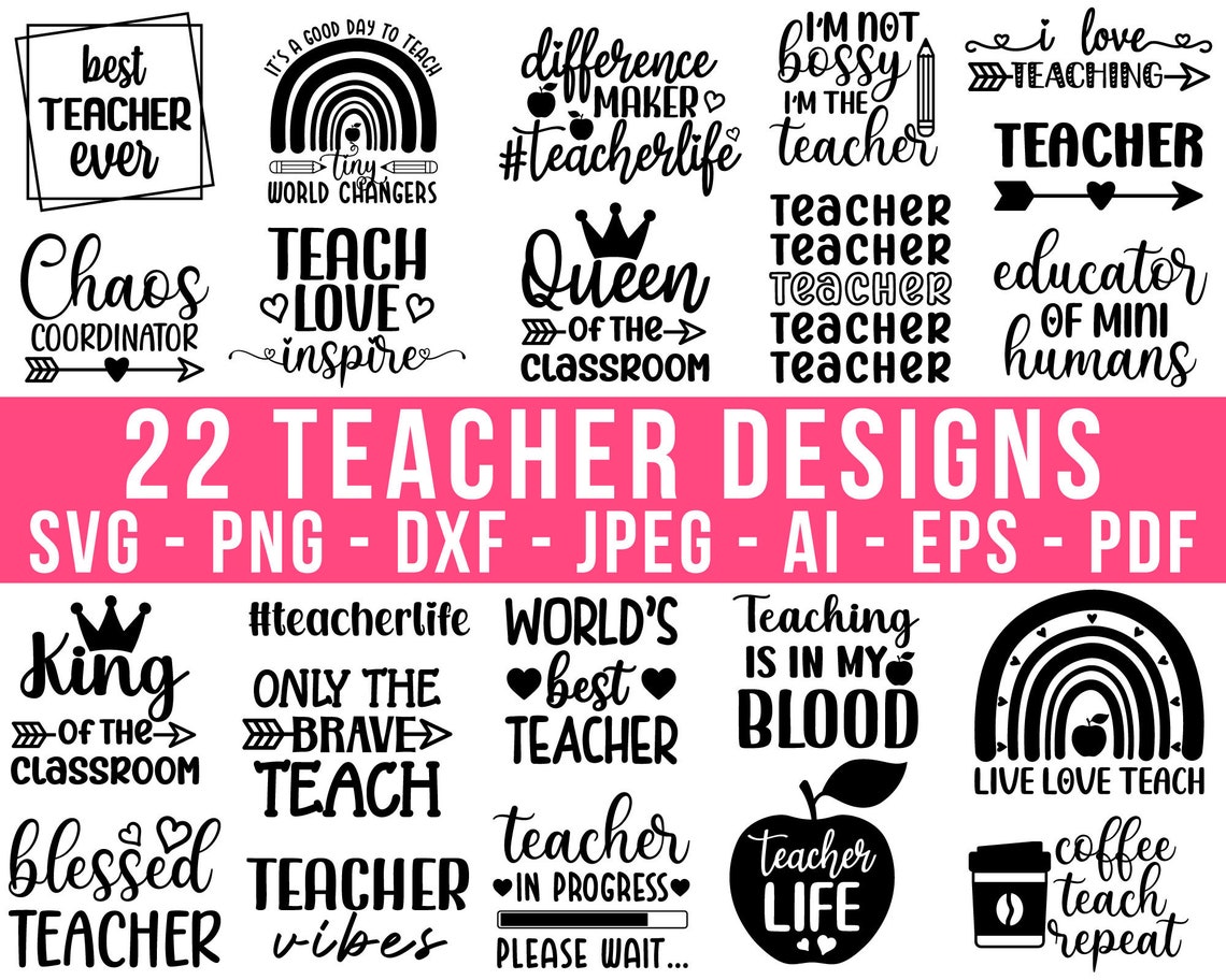 22 Teacher Svg Bundle Teacher Svg School Svg Teacher Shirt - Etsy