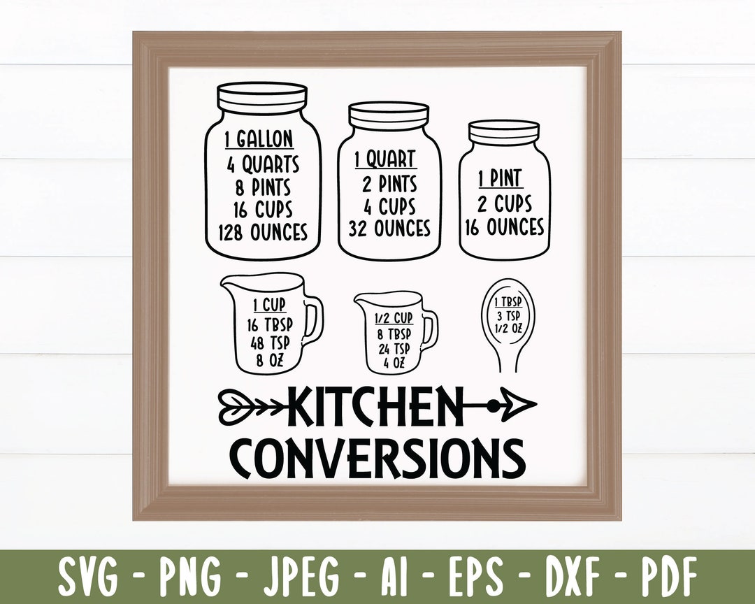Kitchen Conversions Chart Svg, Conversion Chart Printable, Kitchen Svg ...