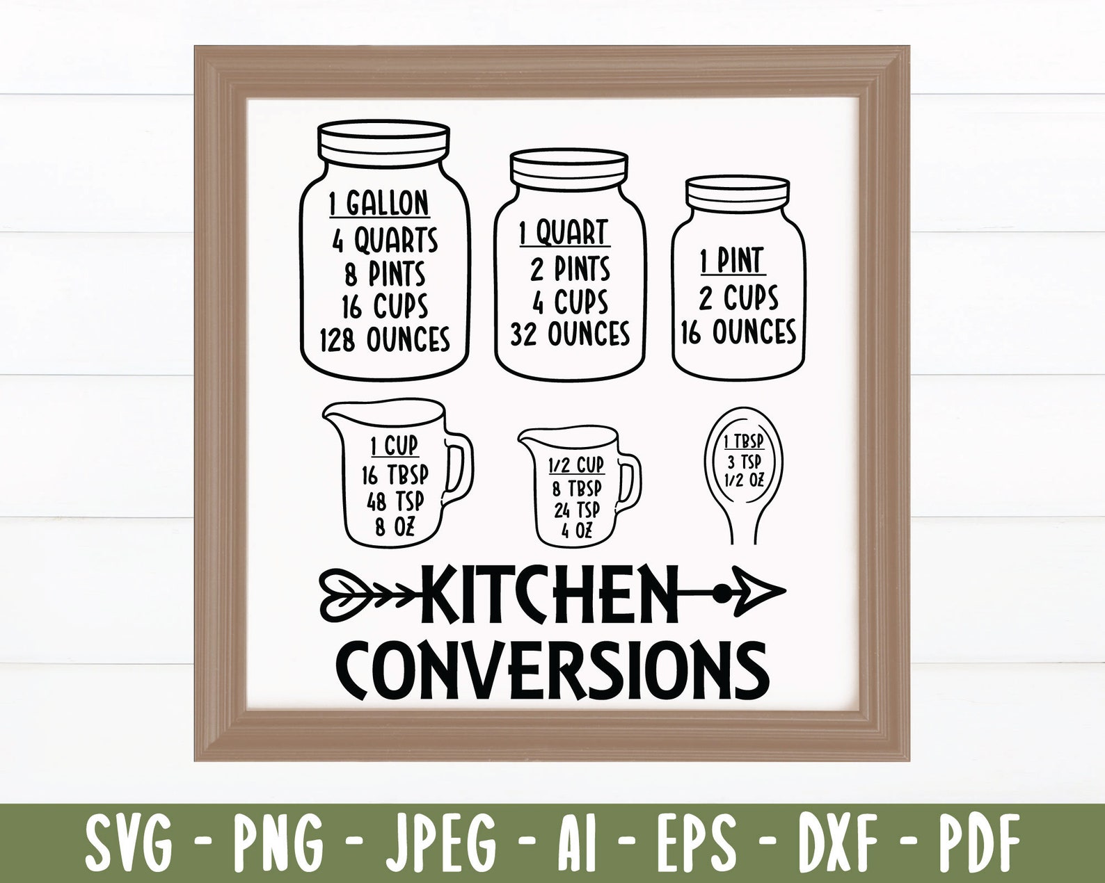 Kitchen Conversions Chart Svg, Conversion Chart Printable, Kitchen Svg ...
