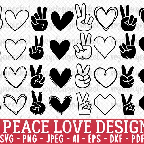 Peace Love SVG Hand Peace Sign SVG Hand Drawn Heart Svg - Etsy