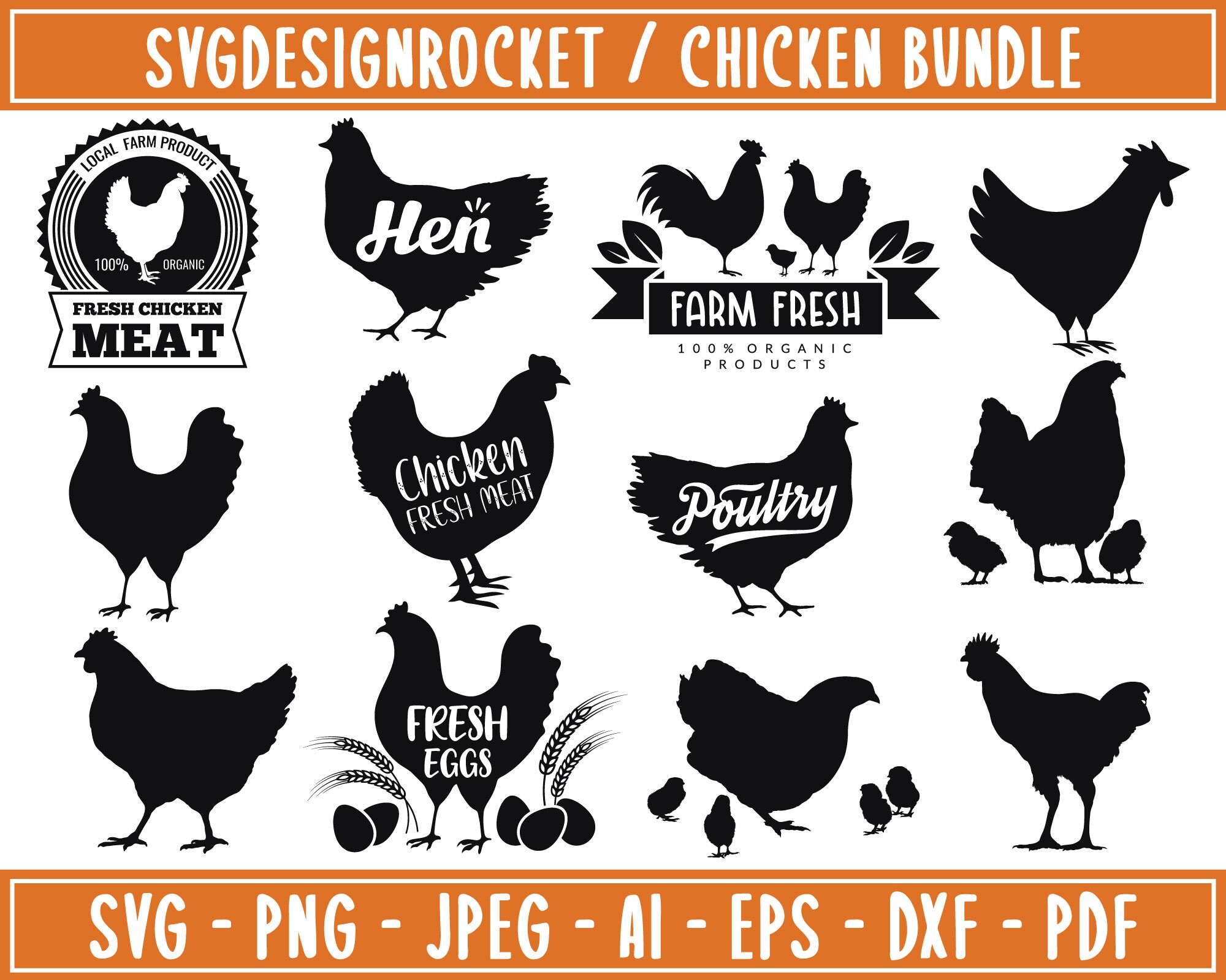 Chicken bundle svg chicken svg farm svg chicken svg files | Etsy