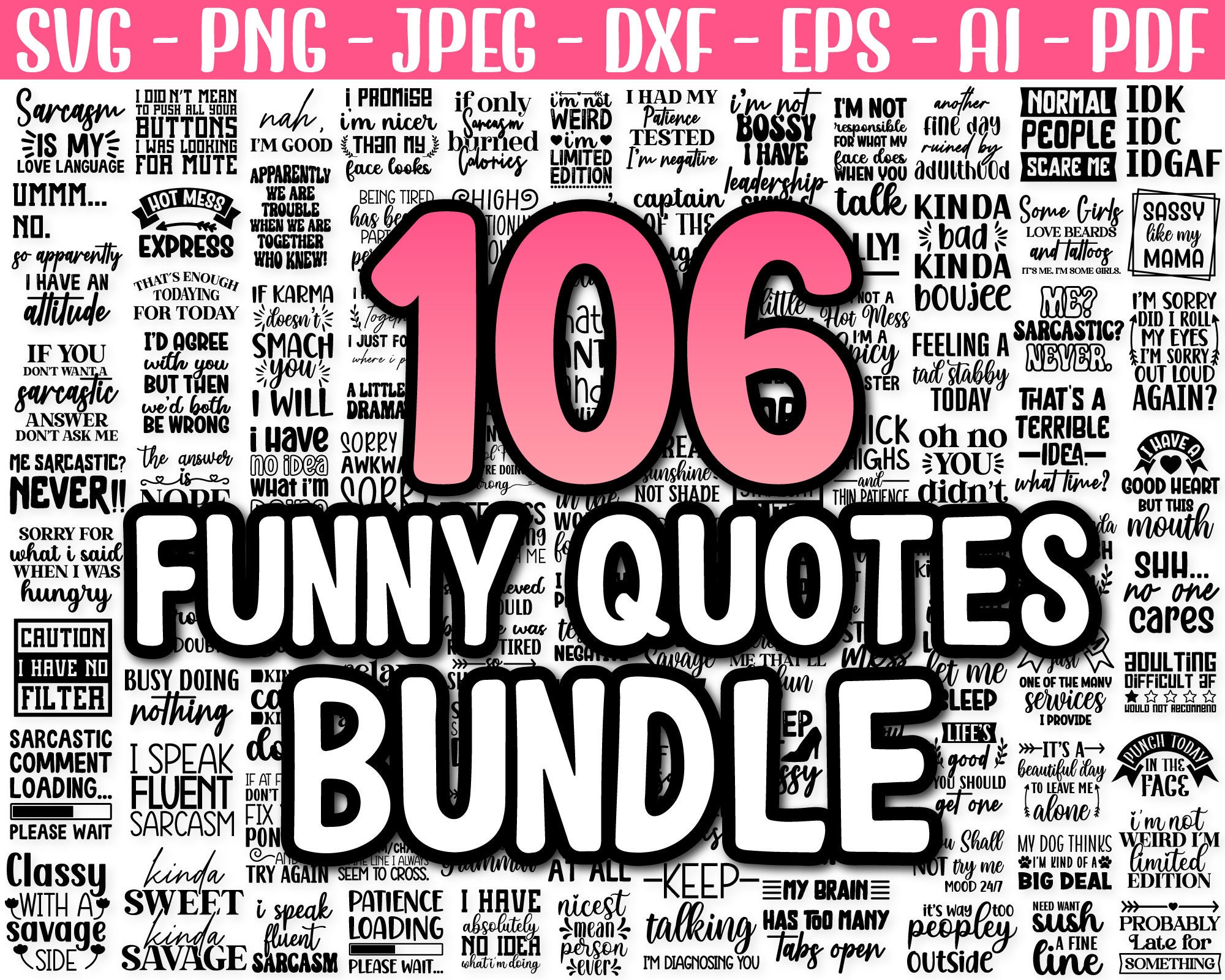 Funny Svg Bundle Funny Svg Funny Quotes Svg Sarcastic Svg - Etsy
