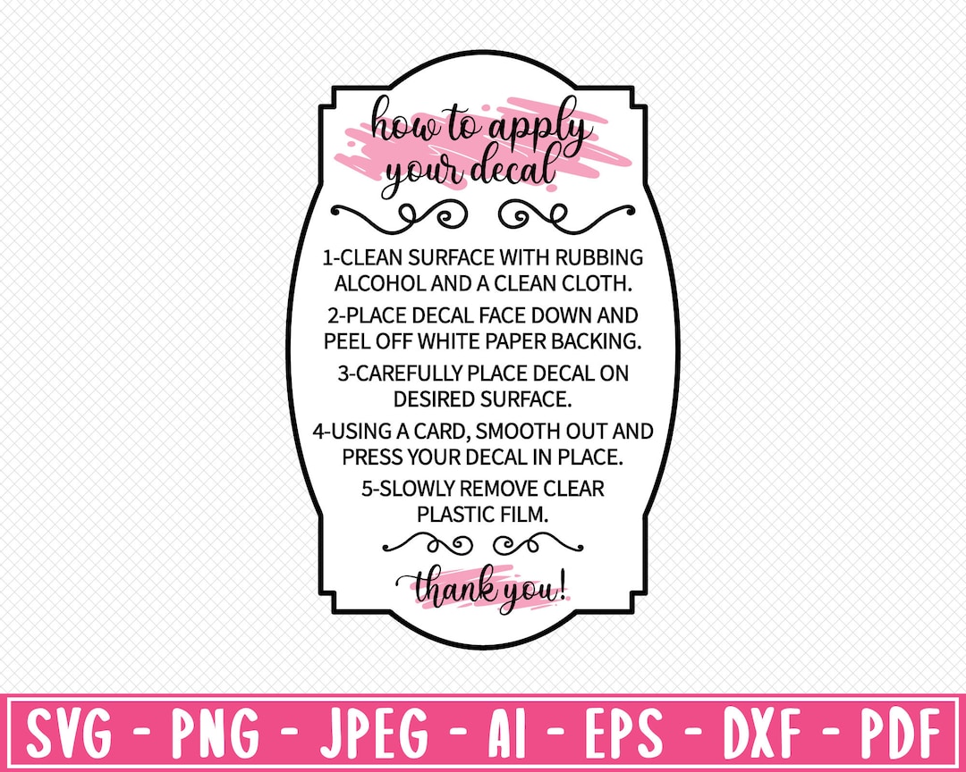 How to Apply Your Decal DIGITAL PRINT, Decal Instructions Svg Card ...