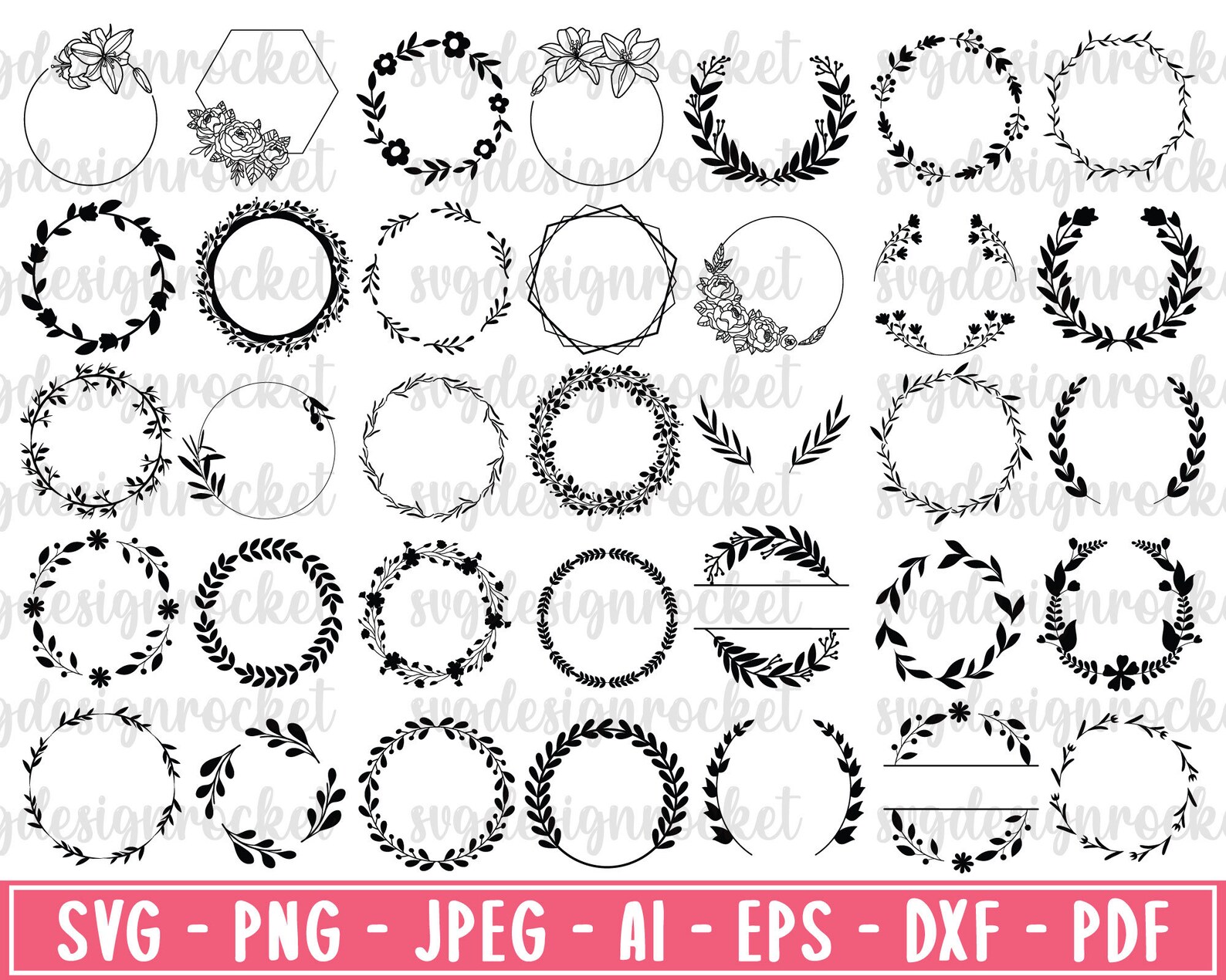 Wreath Svg Bundle Floral Wreath Svg Commercial Use Keychain | Etsy