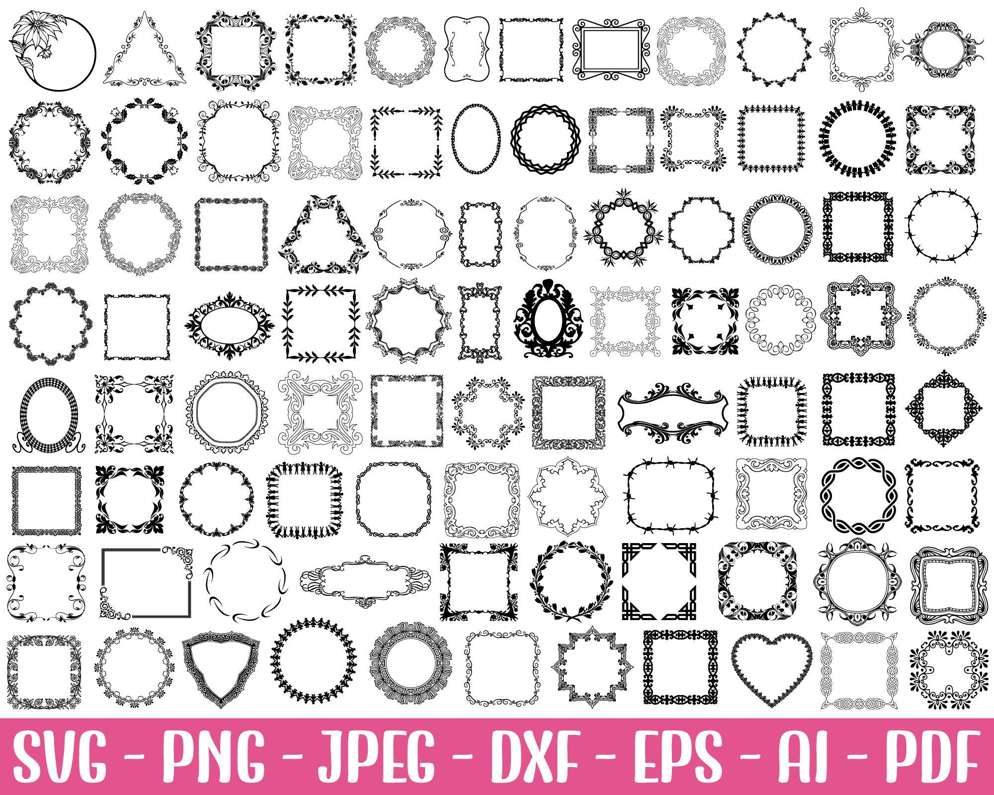 Floral Frame Svg Bundle Wreath Svg Bundle Wreath Svg Circle - Etsy