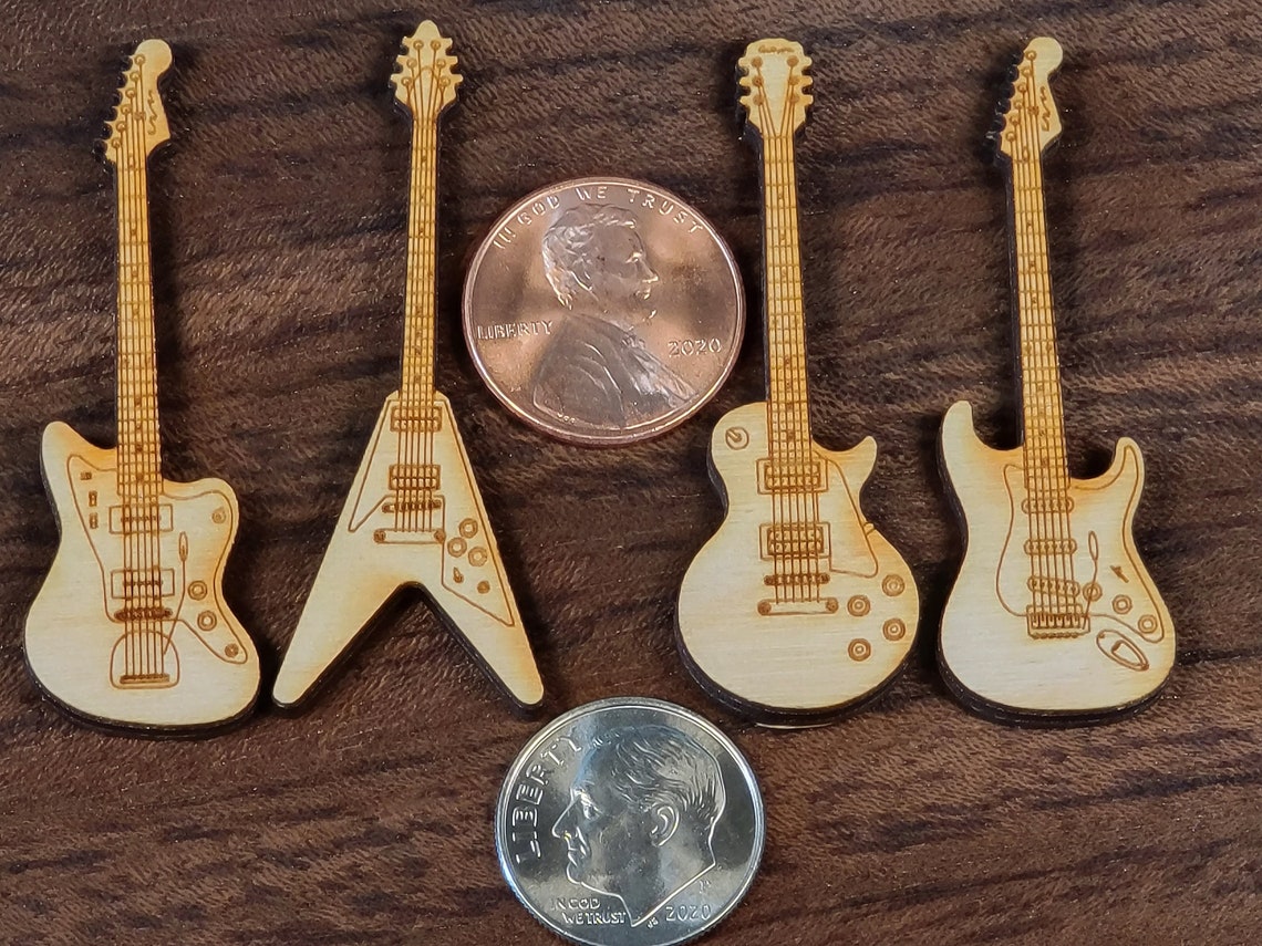 4pc Miniature Wooden Electric Guitar Set. Les Paul - Etsy