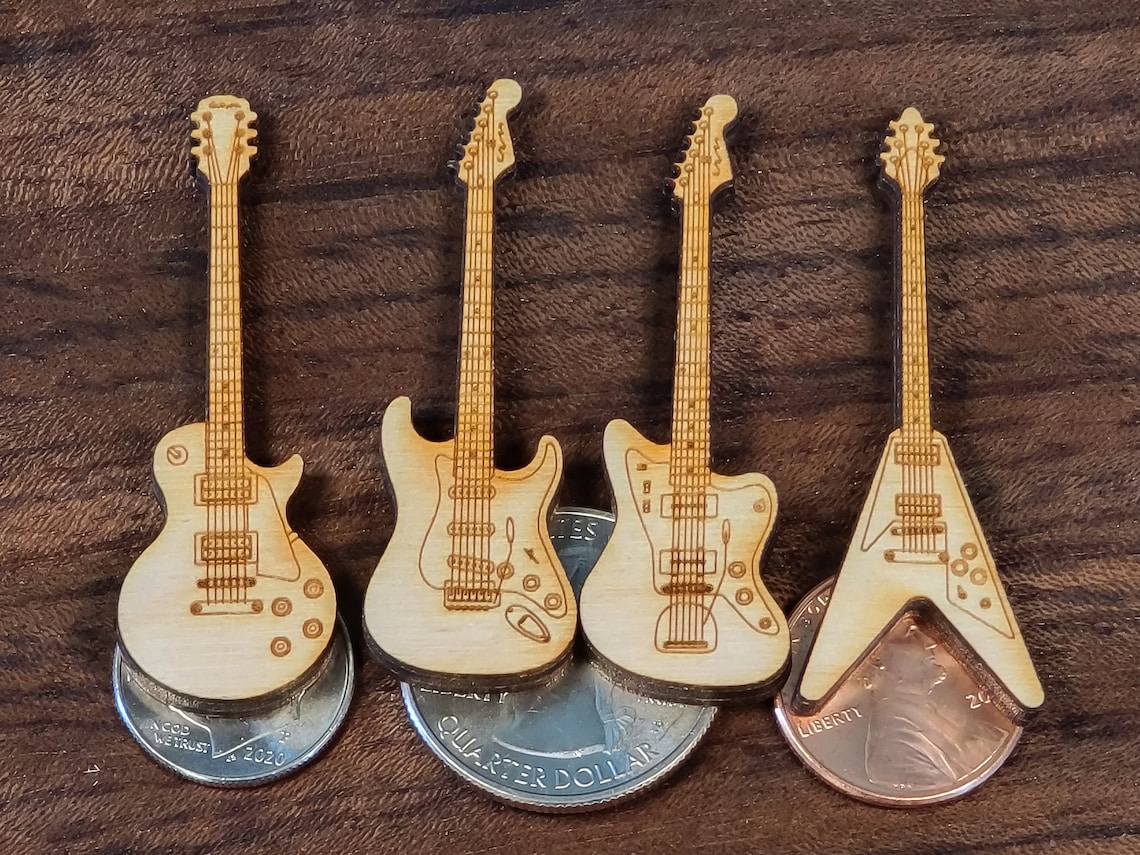 4pc Miniature Wooden Electric Guitar Set. Les Paul - Etsy