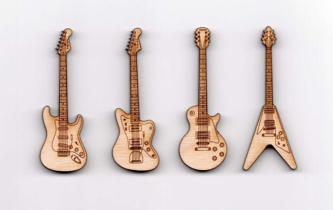 4pc Miniature Wooden Electric Guitar Set. Les Paul - Etsy