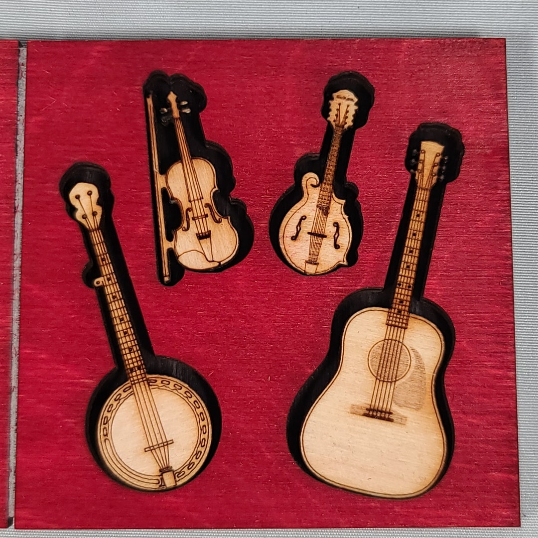 Miniature Wooden Bluegrass Country Musical Instrument Set Banjo, Guitar ...