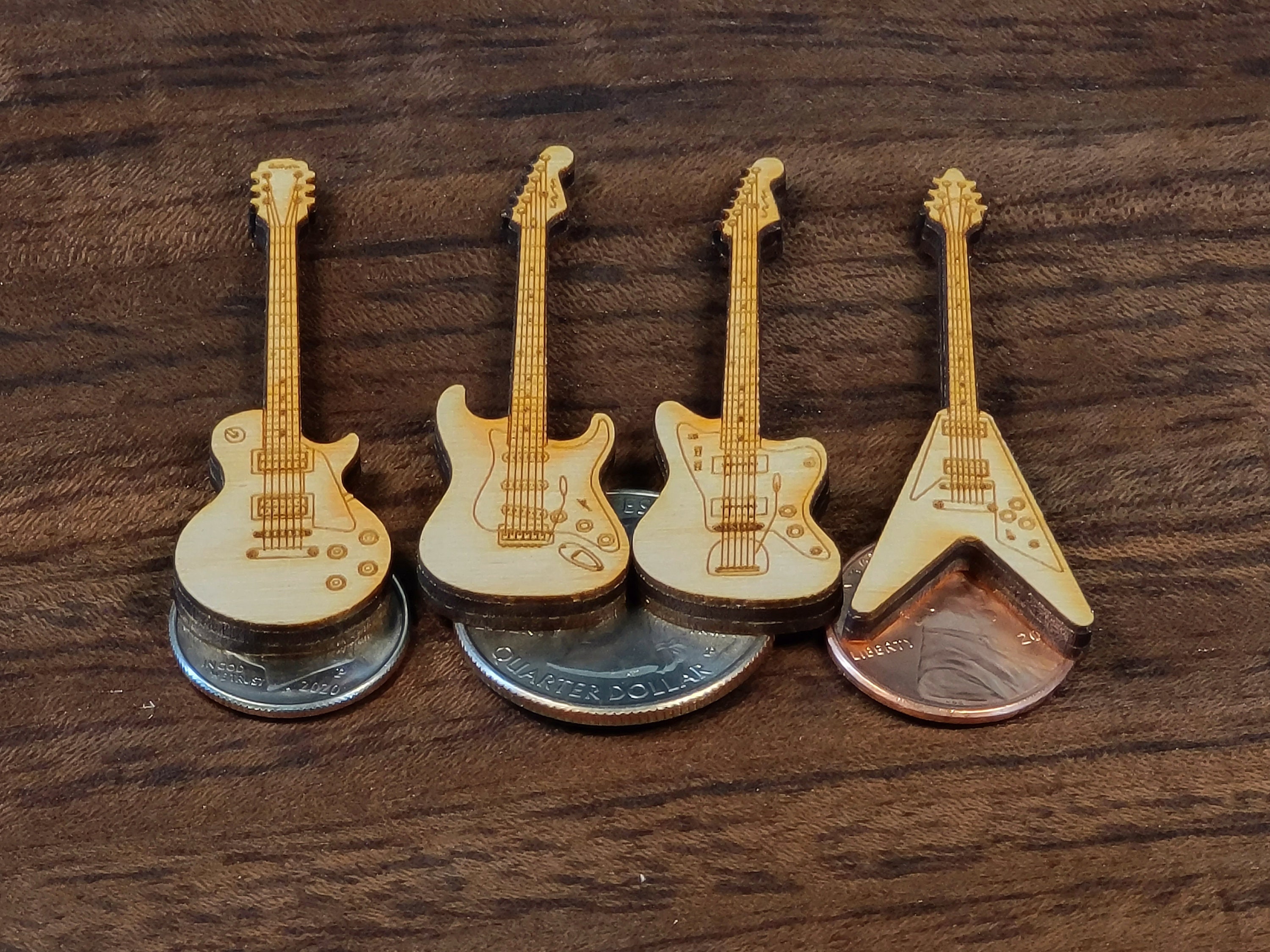 4pc Miniature Wooden Electric Guitar Set. Les Paul - Etsy