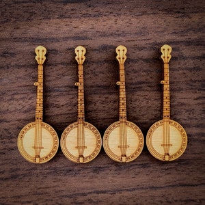 Miniature Wooden Bluegrass Country Musical Instrument Set of 4 Banjos ...