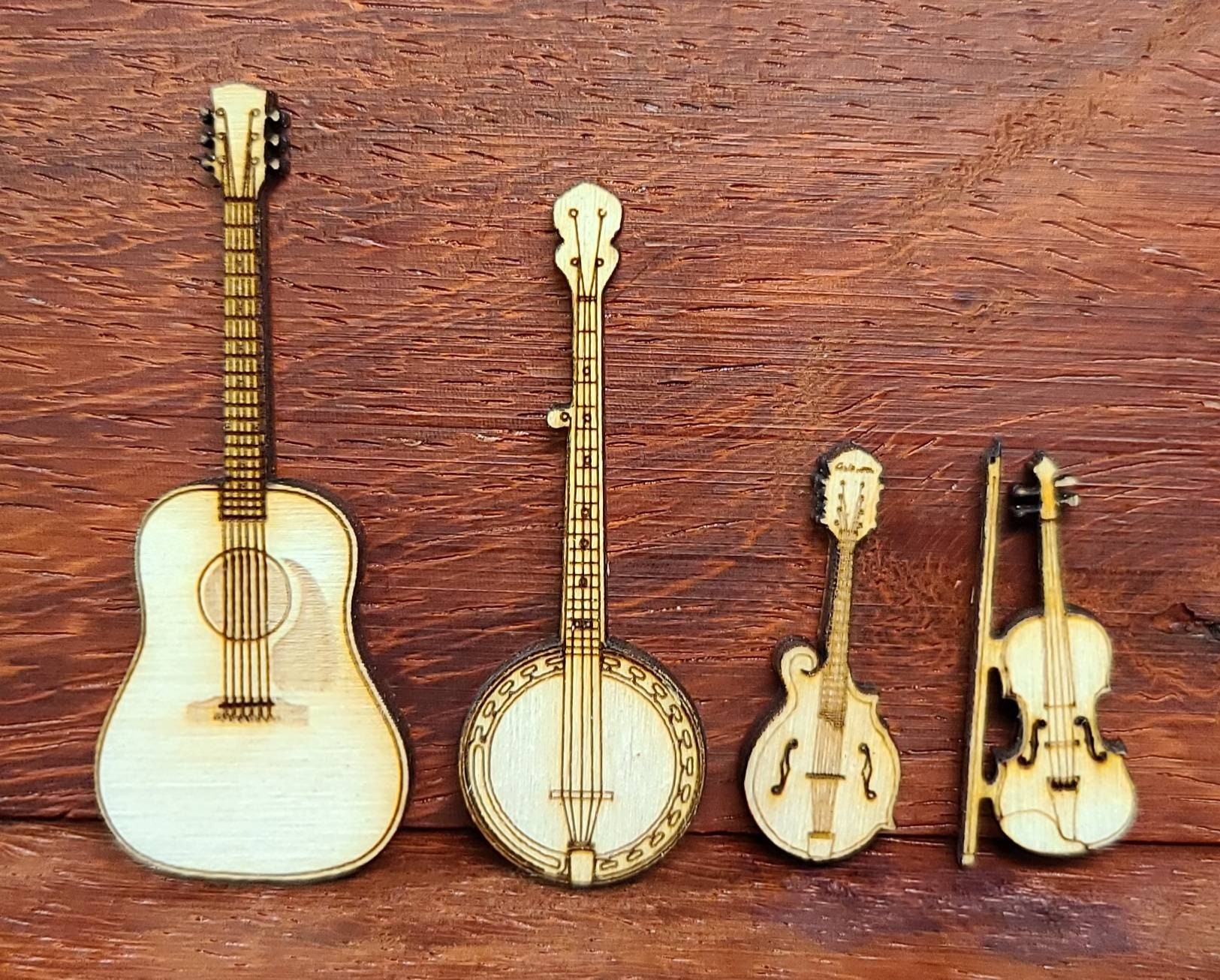 Miniature Wooden Bluegrass Country Musical Instrument Set - Etsy