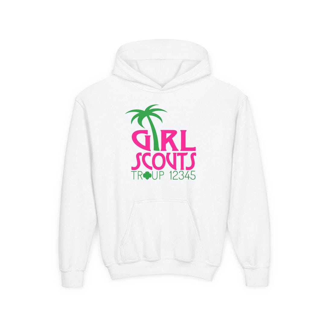 Pink Palm Puff Inspired Girl Scout Troop Youth Sweatshirt, Custom Troop ...