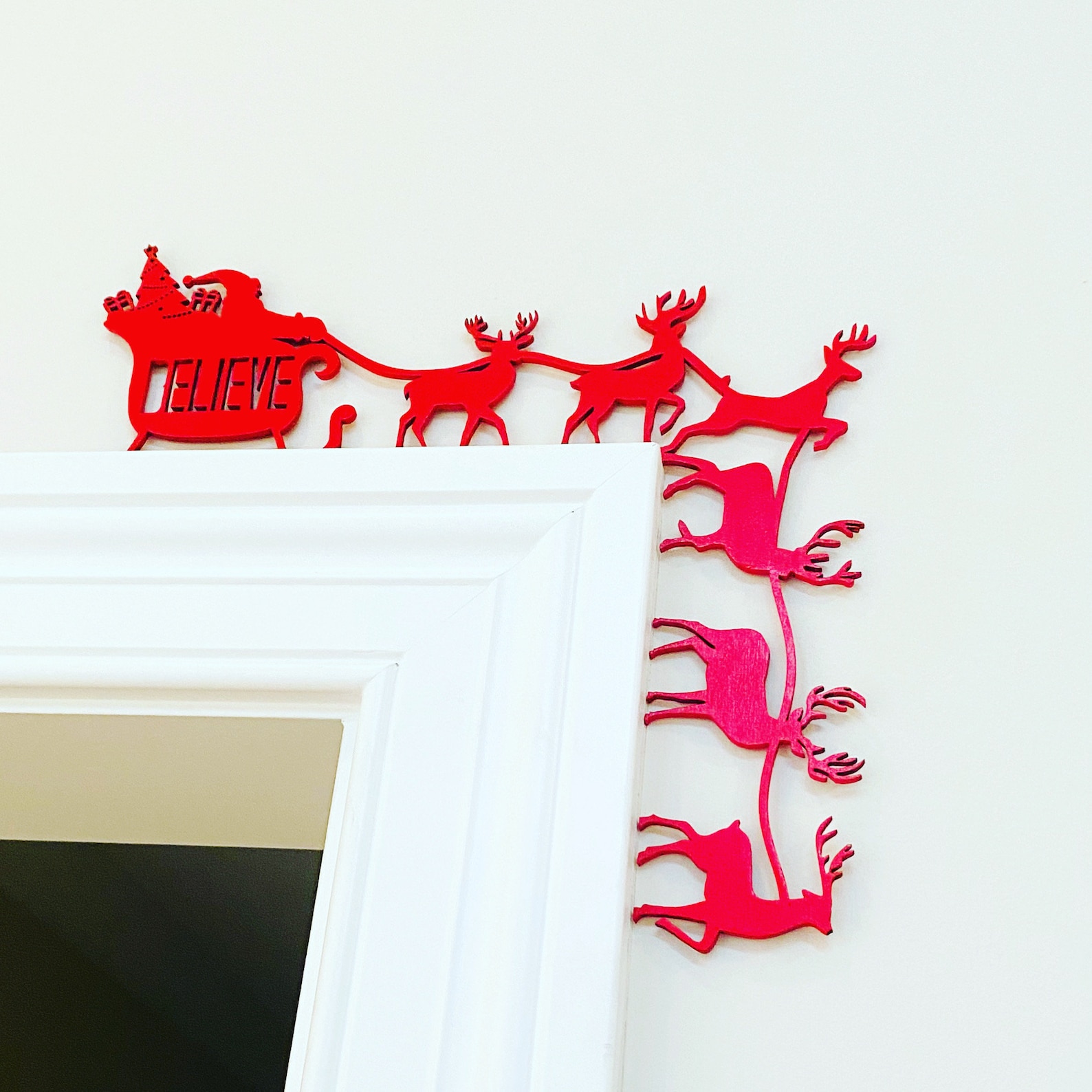 Christmas Santa Door Corner Sign Santa's Sleigh and - Etsy