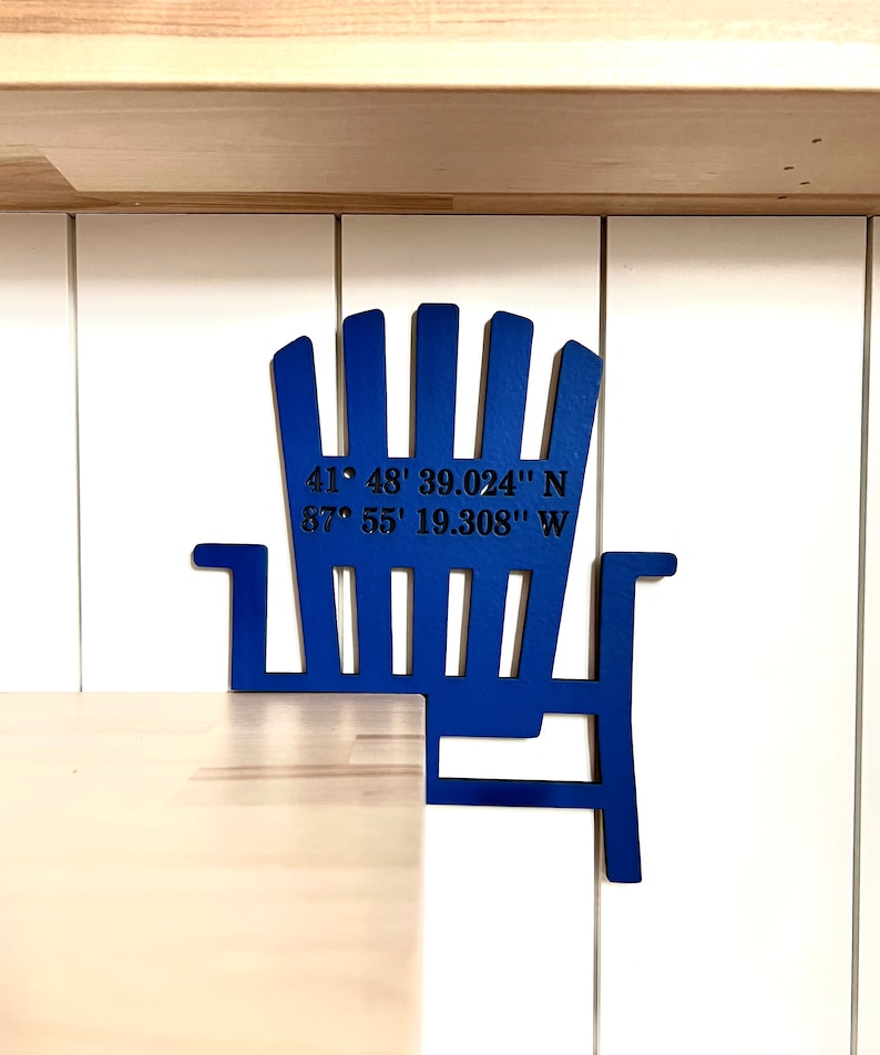 Adirondack Chair Welcome Sign With Coordinates Family Name | Etsy