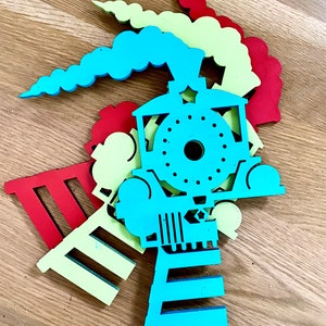 Train Door Corner, Boys Room Train Art, Train Nursery Art, Wood Train ...