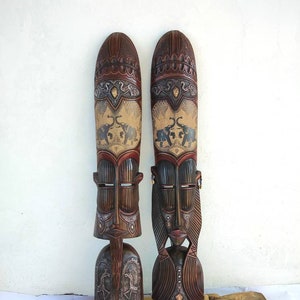 African Masks for Wall, Large Pair of Fulani Mask, Wall Sculpture, Wood ...