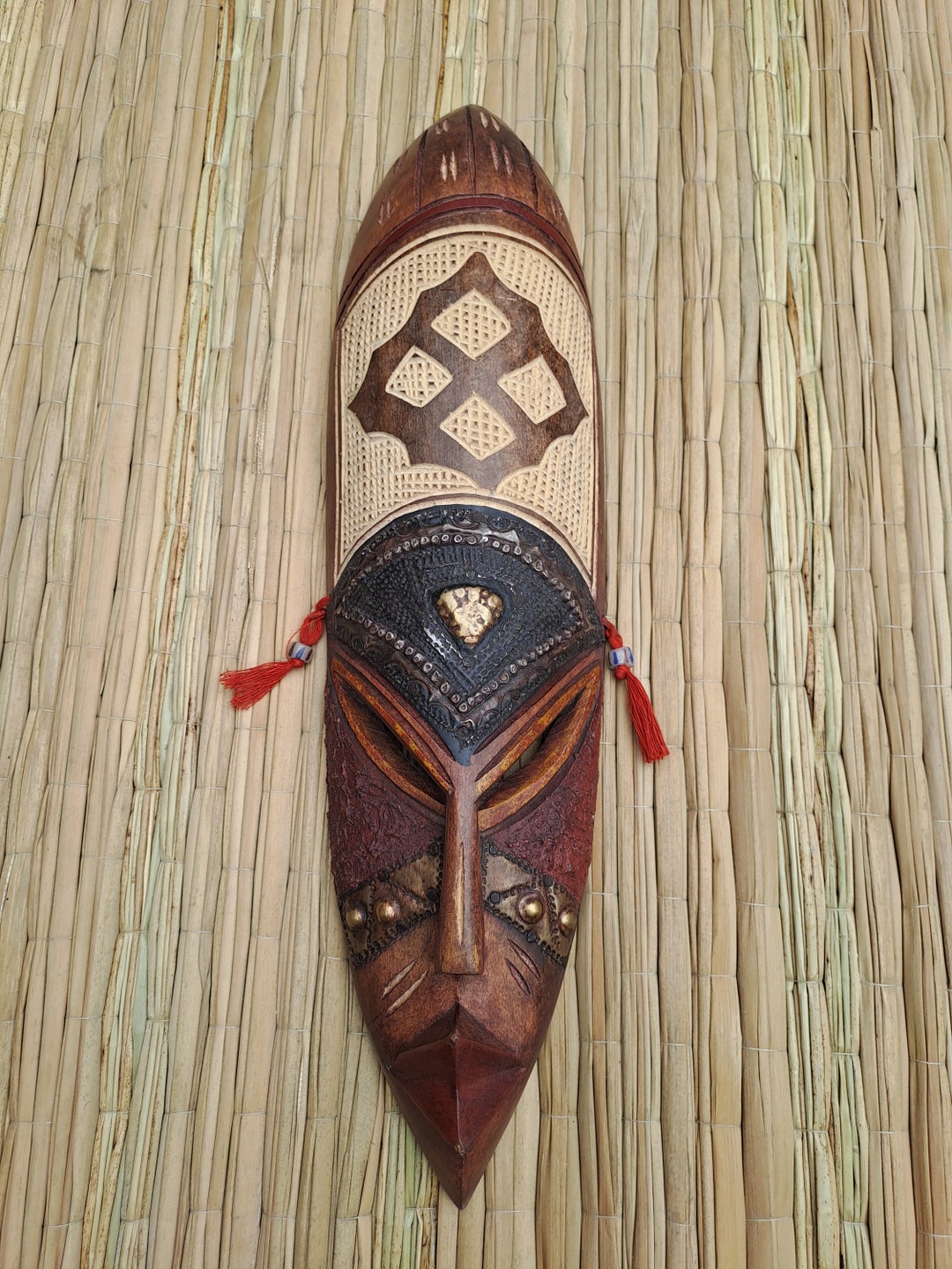 African Mask for Wall|adinkra Symbol Mask|wood Mask|wall Art 17x4.3 ...