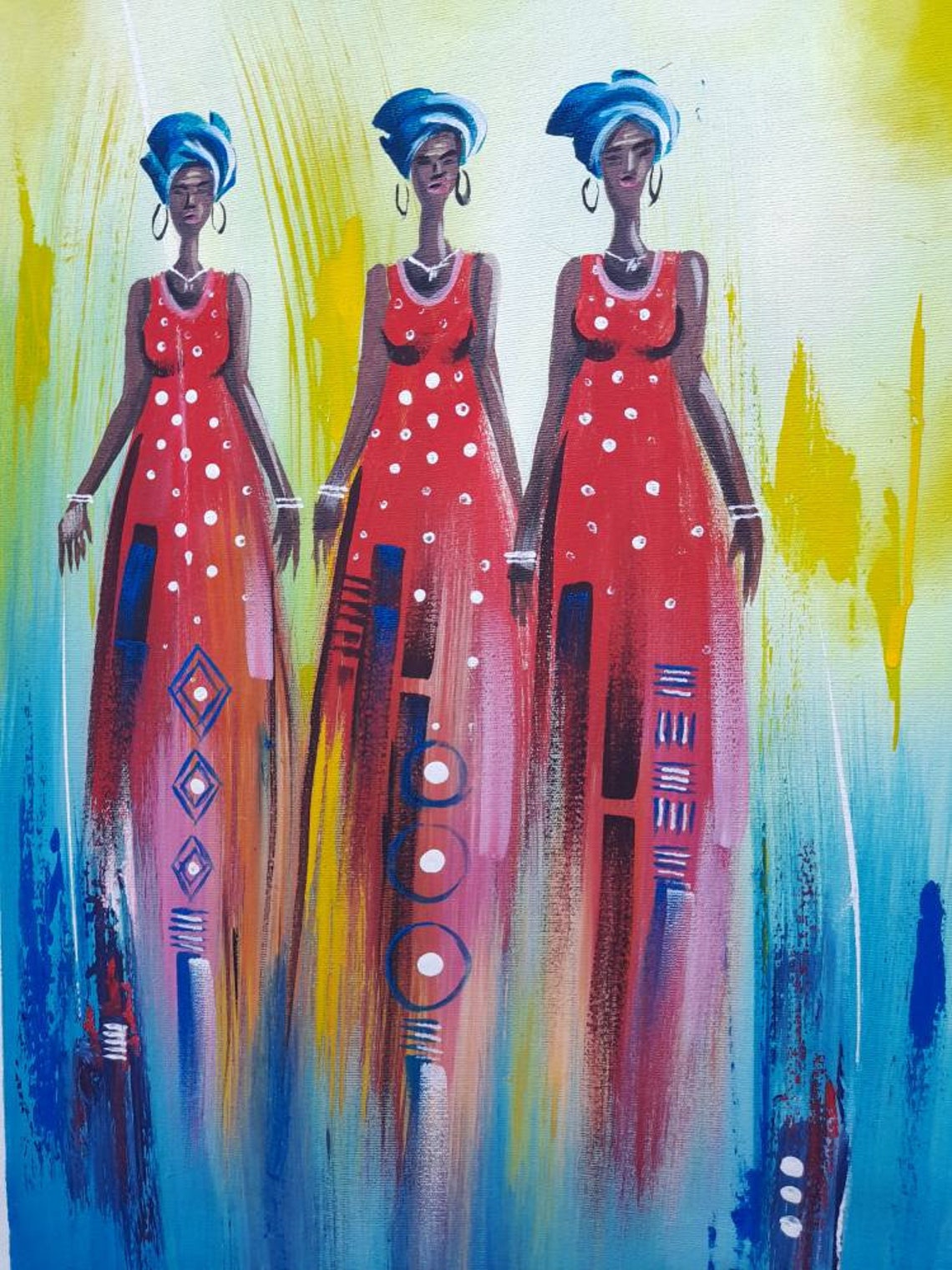 Acrylic Figures Painting Females Statues Home Decor African - Etsy